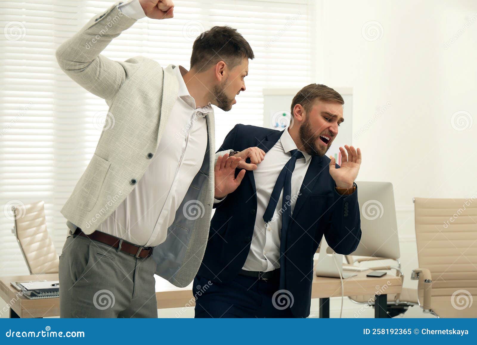 Emotional Colleagues Fighting in Office. Workplace Conflict Stock Image ...