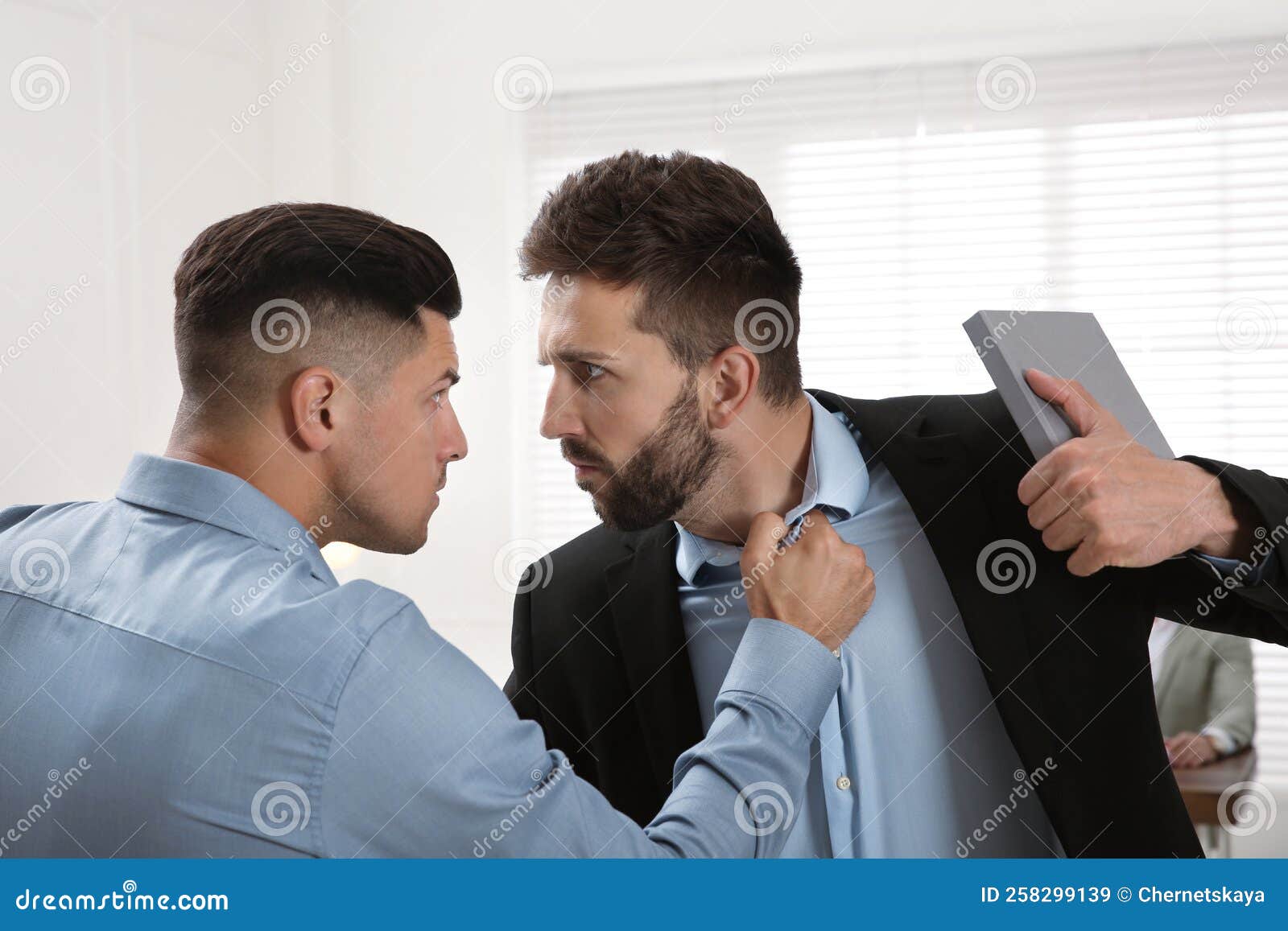 Emotional Colleagues Fighting in Office. Workplace Conflict Stock Image ...