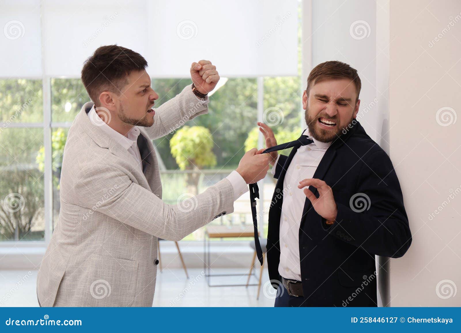 Emotional Colleagues Fighting in Office. Workplace Conflict Stock Image ...