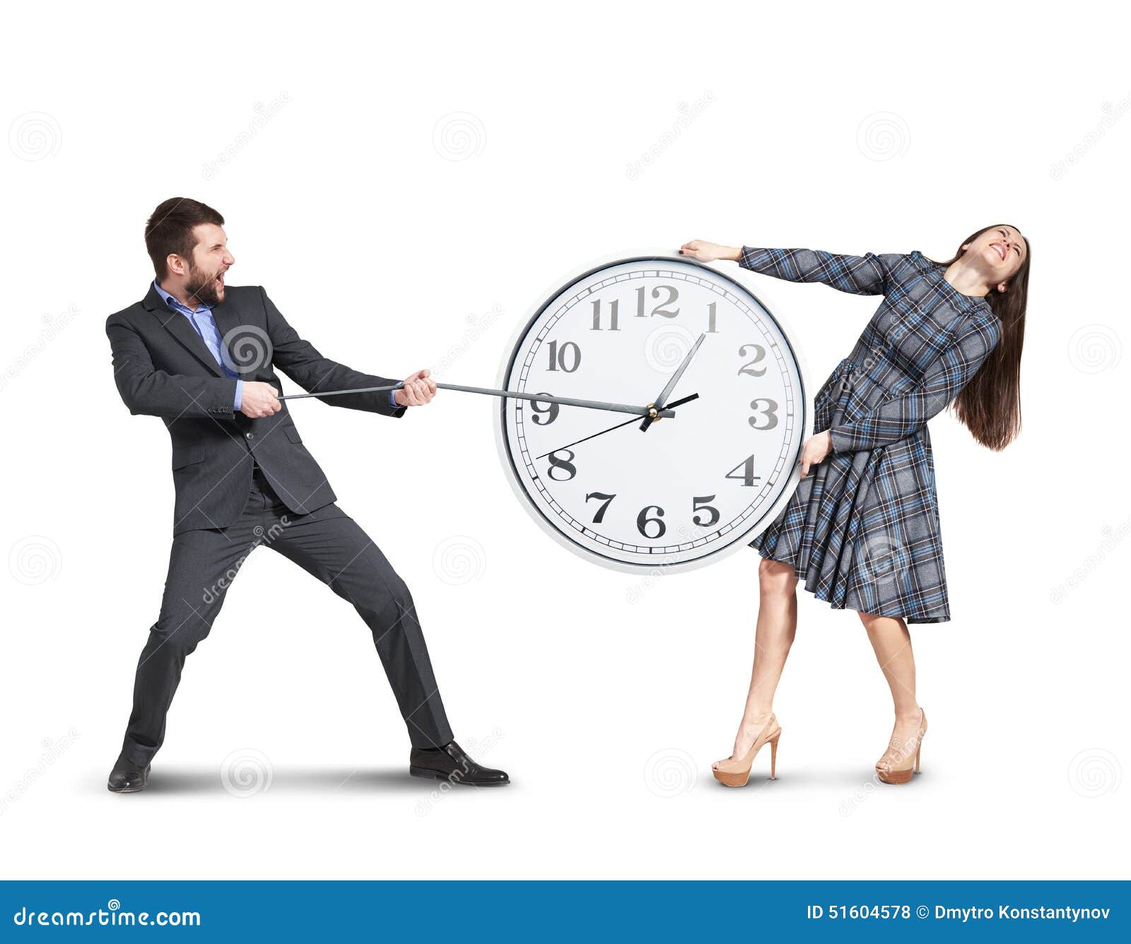 Emotional Couple Stretching Out the Clock Stock Photo - Image of ...