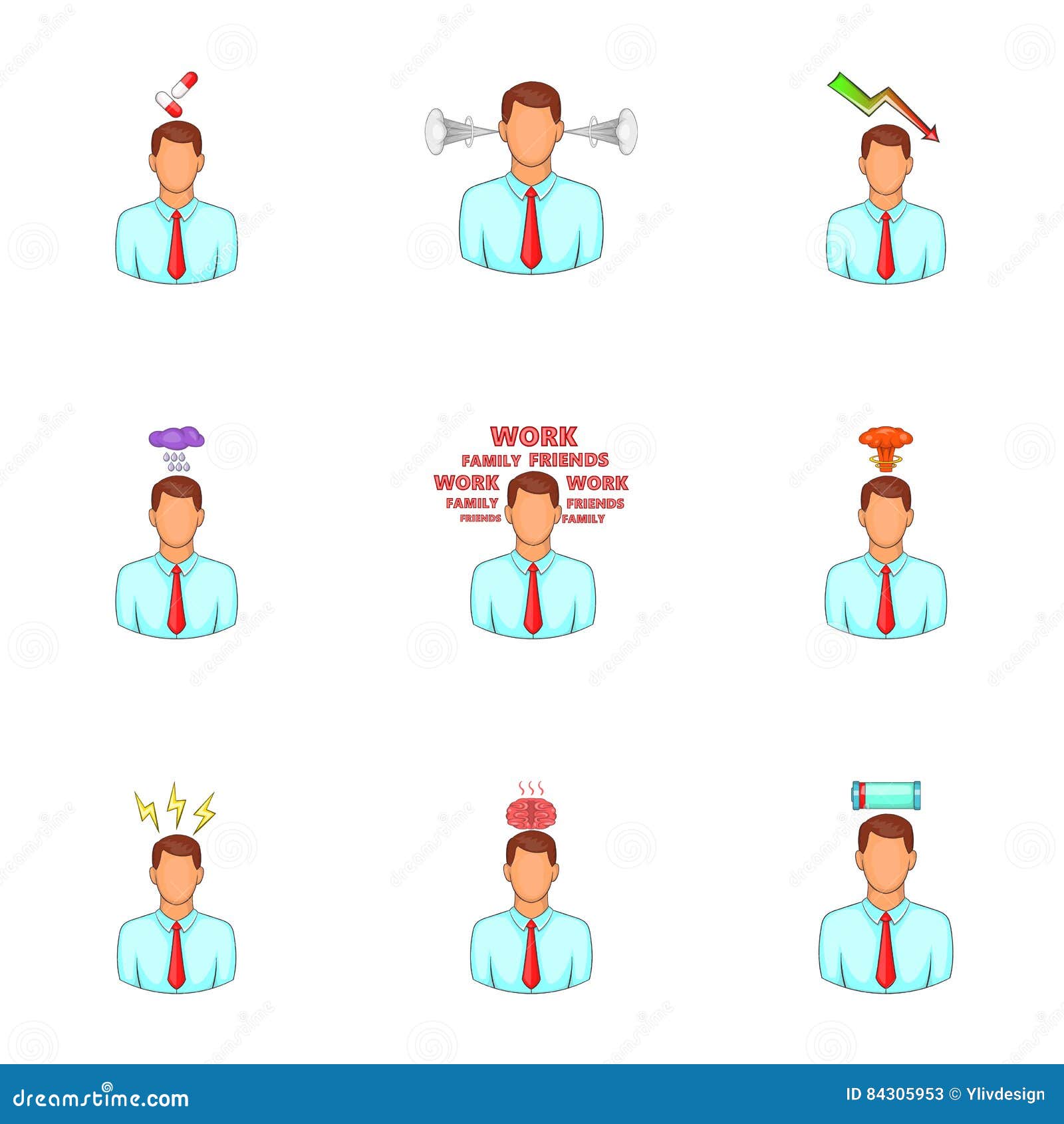 Emotional Desperation Icons Set, Cartoon Style Stock Vector ...