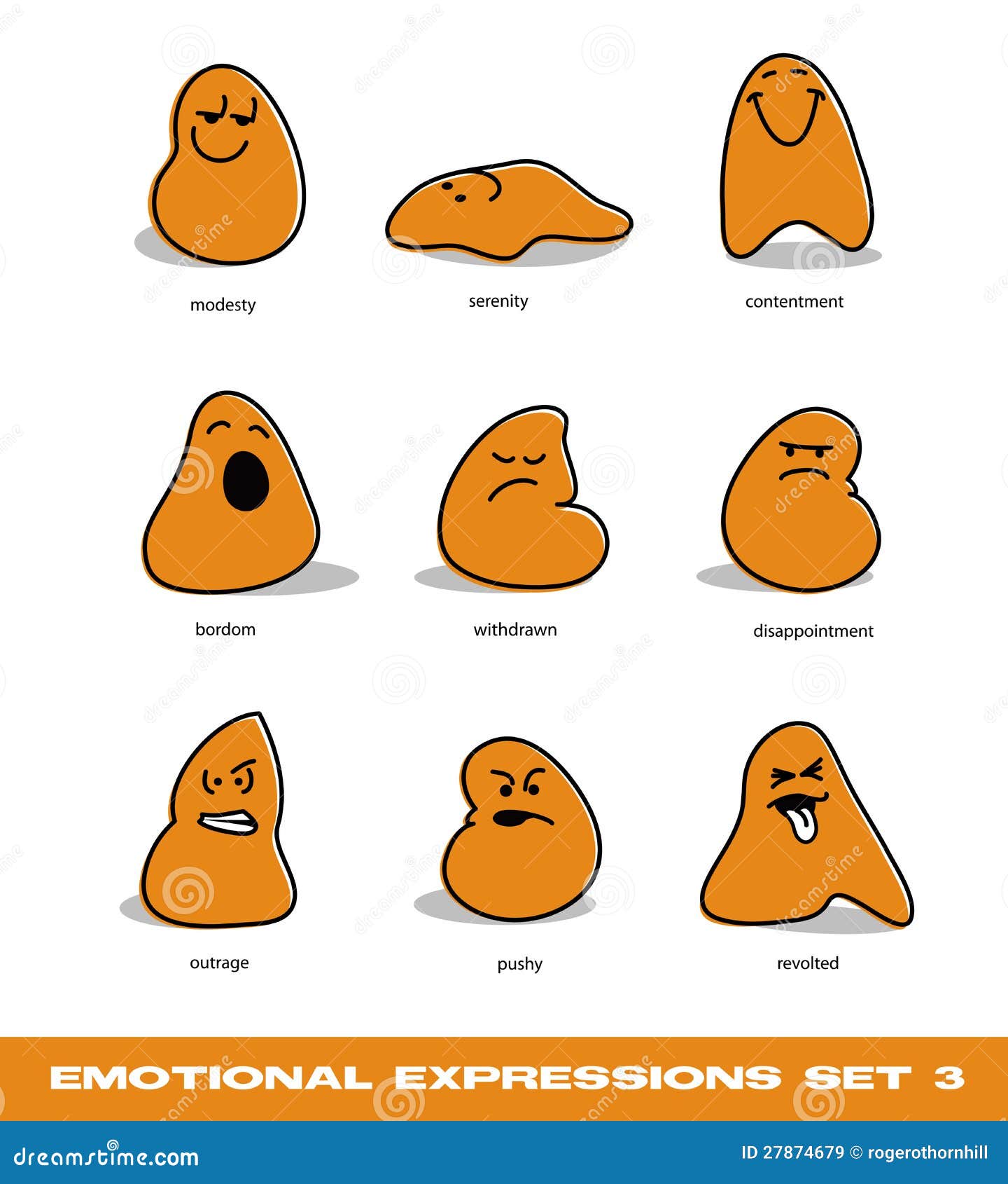 Emotional Expressions Set 3 Stock Vector - Illustration of contentment ...