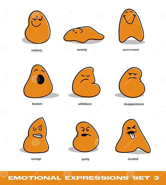 Emotional Expressions Set 3 Stock Vector - Illustration of contentment ...