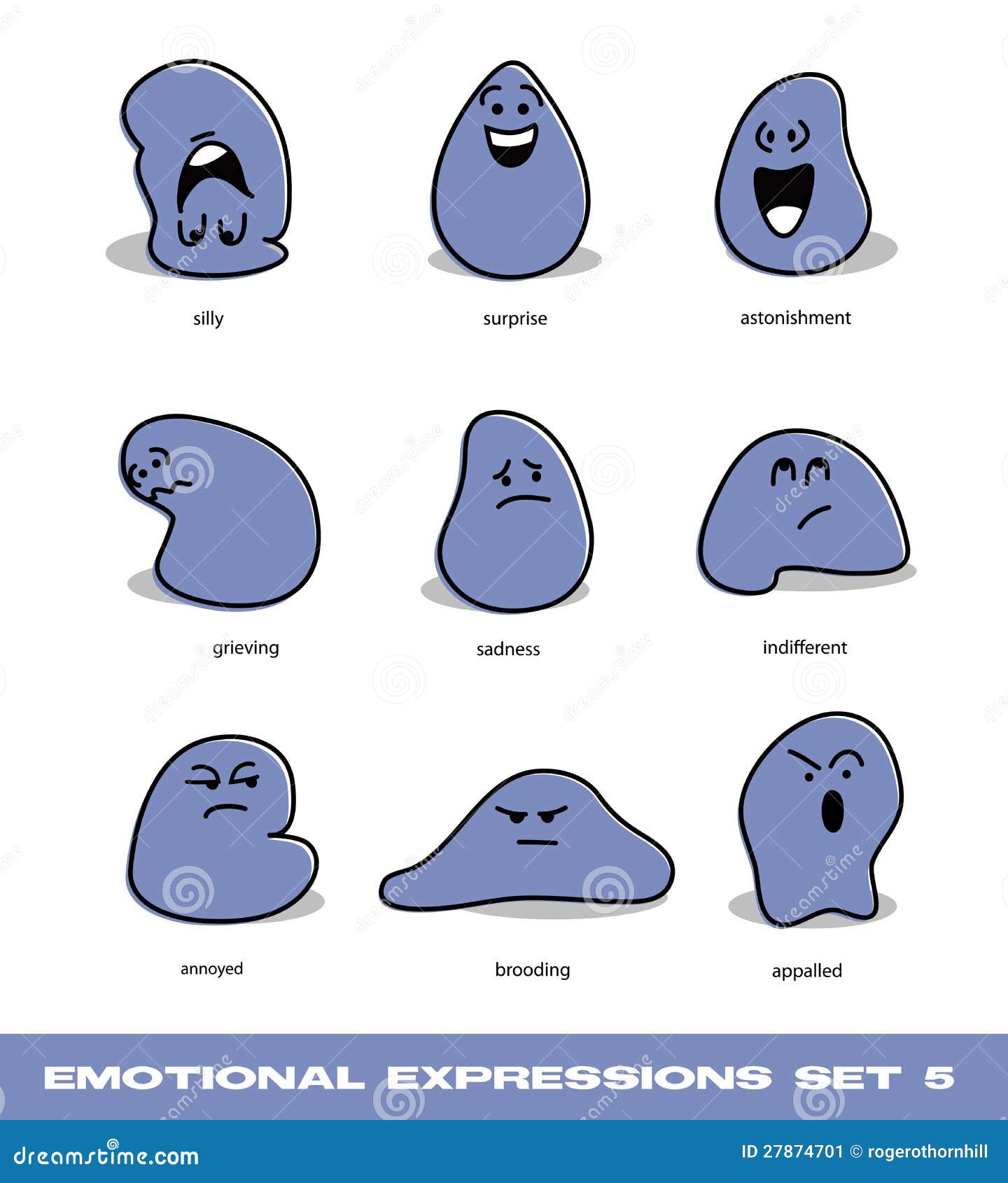 Emotional Expressions Set 5 Stock Illustrations – 5 Emotional ...