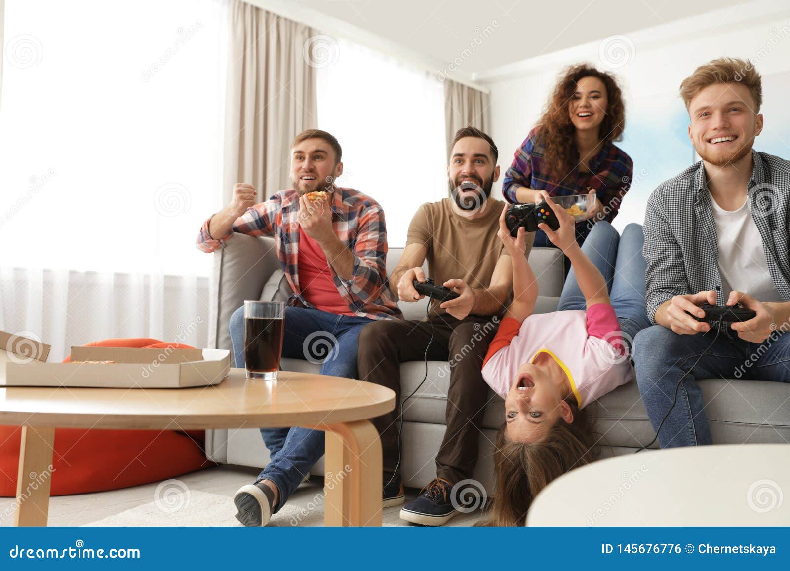 Emotional Friends Playing Video Games Stock Photo - Image of gamer ...
