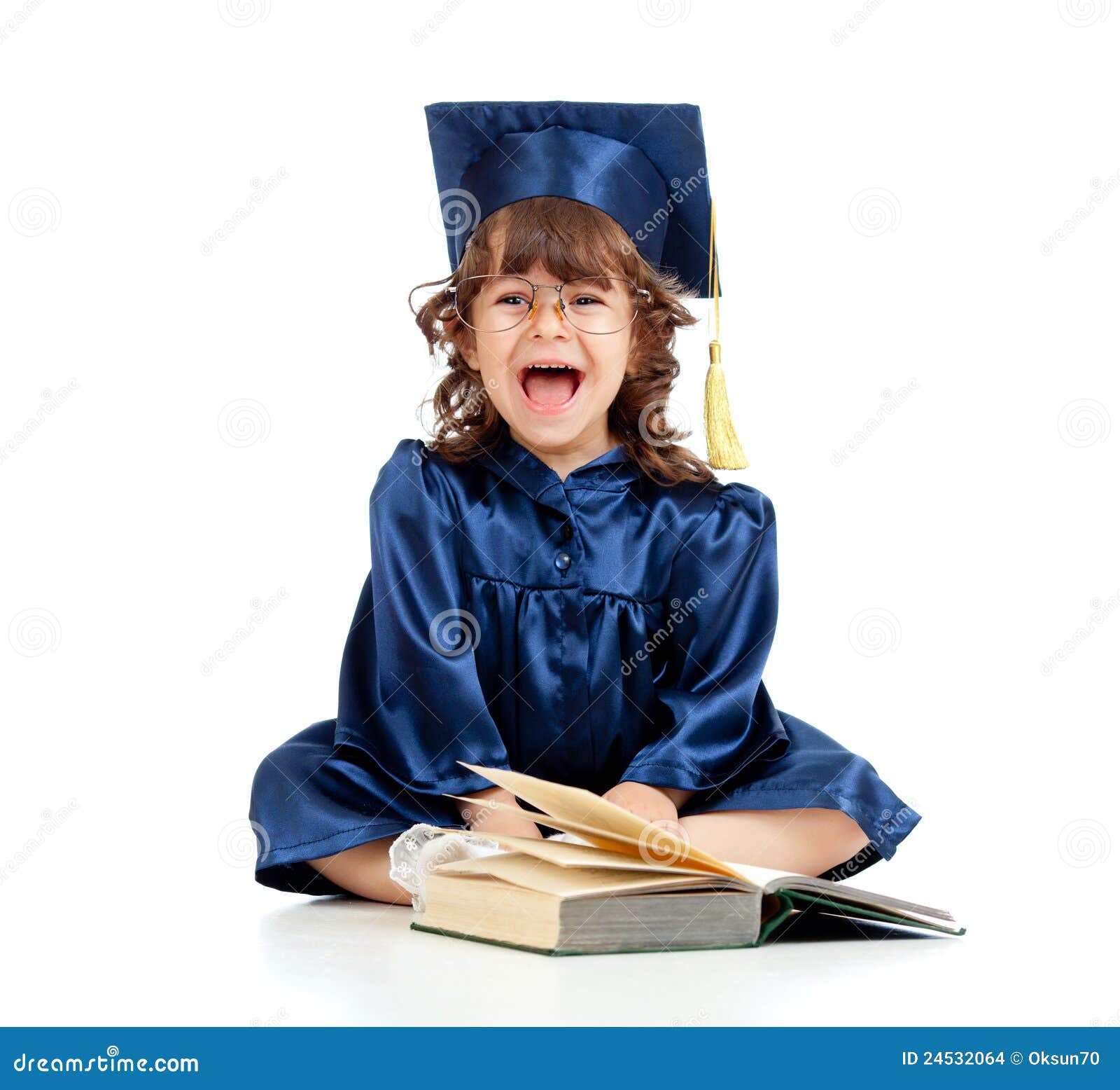 Emotional Funny Child in Academician Clothes Stock Photo - Image of ...