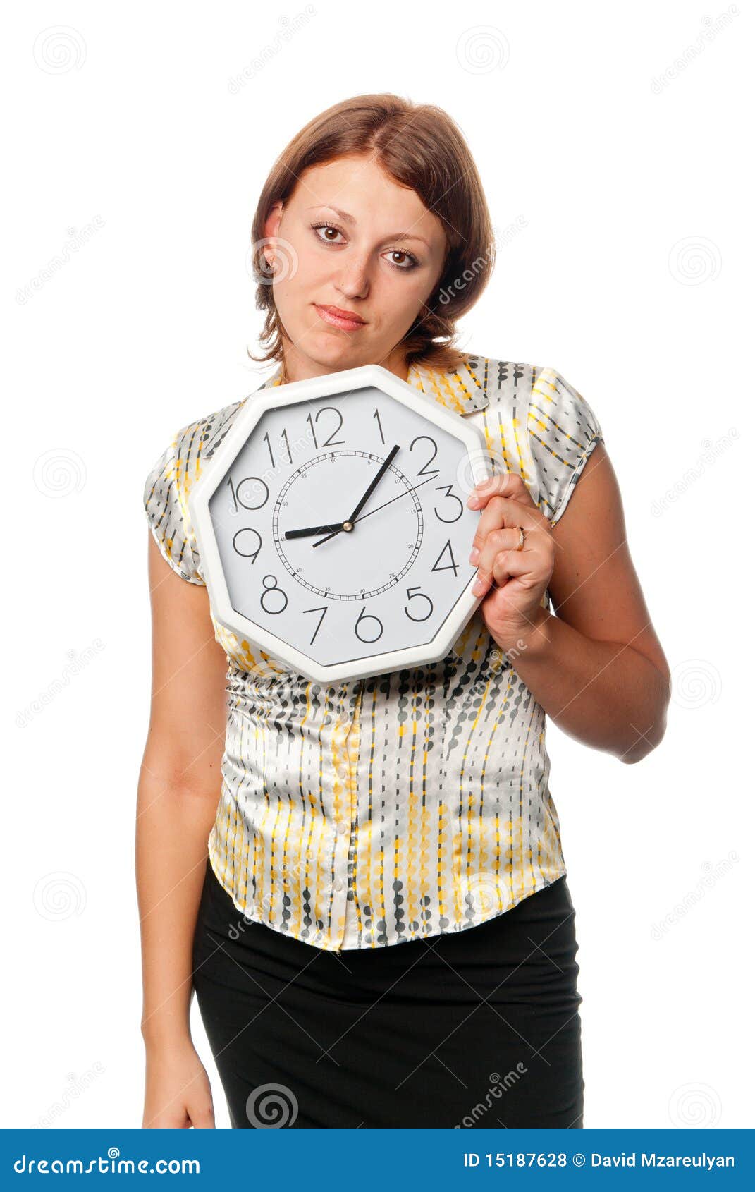 Emotional Girl with the Clock: Stock Photo - Image of time, woman: 15187628
