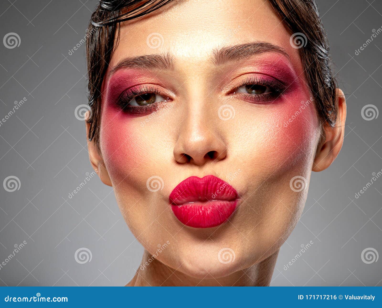 Emotional Girl Is Kissing Excited Woman Beautiful Girl With Bright