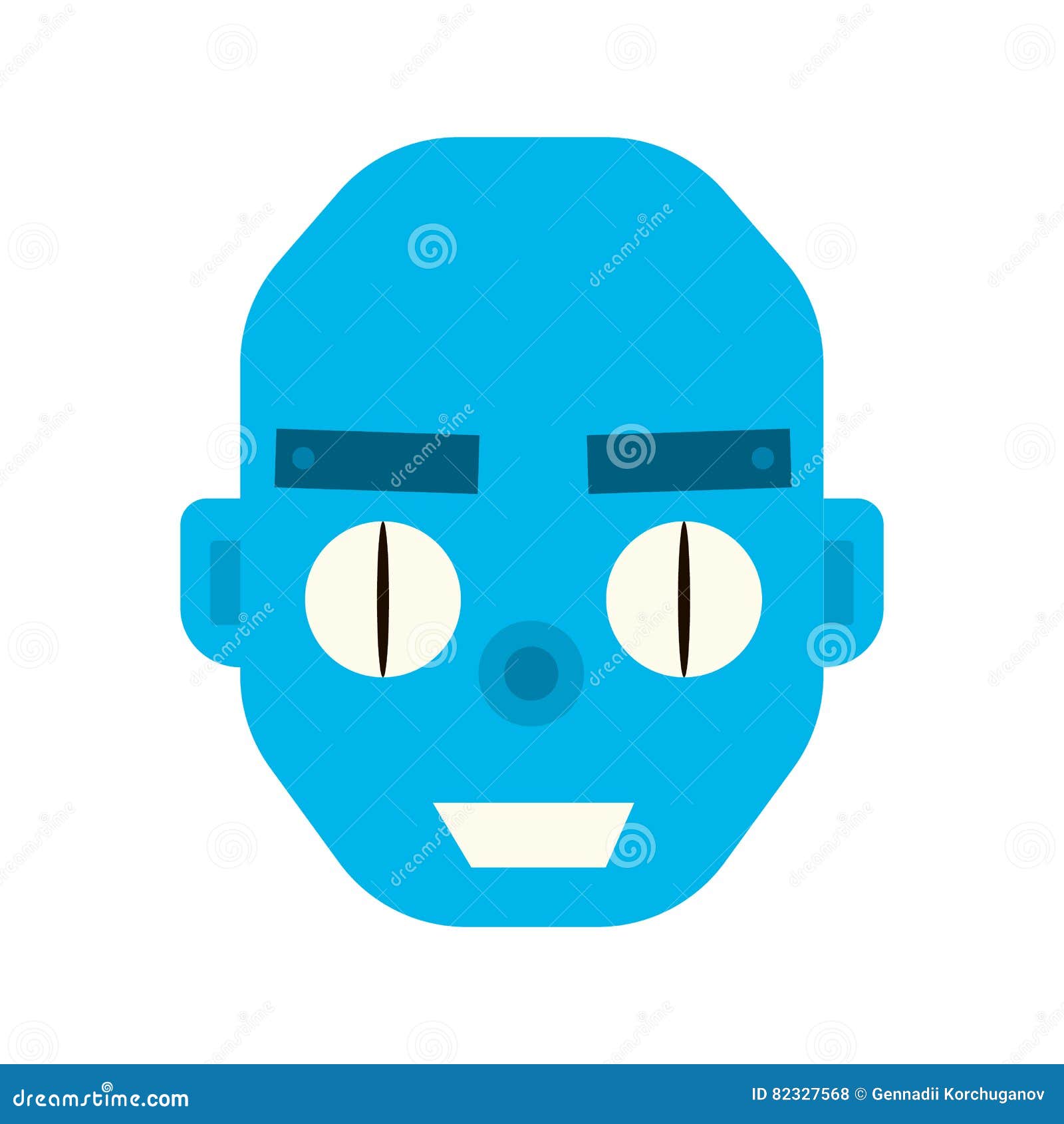 Emotional Happy Robot Head in Cartoon Style. Stock Vector ...