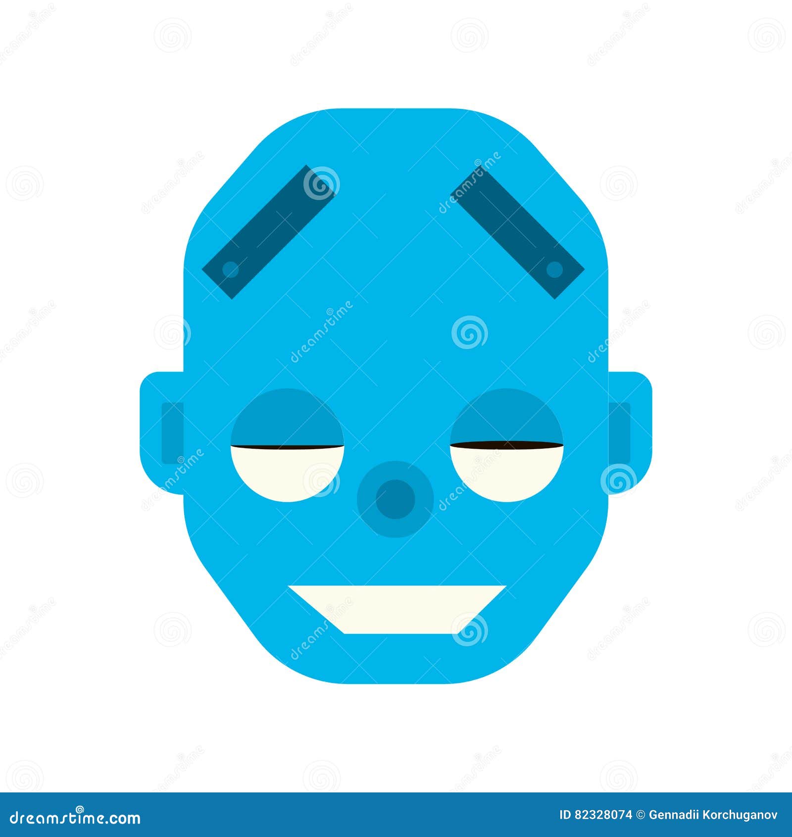 Emotional Happy Robot Head in Cartoon Style. Stock Vector ...