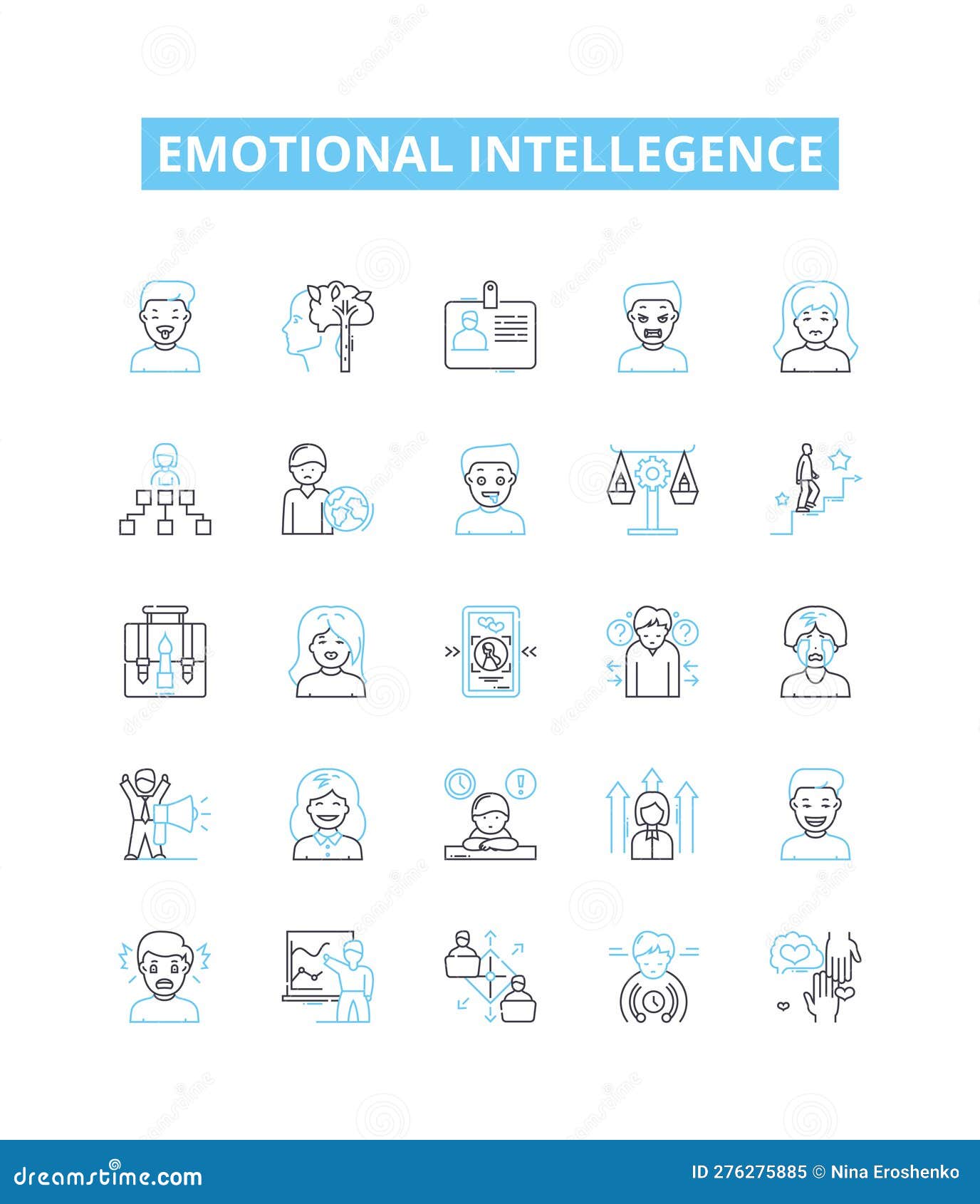 Emotional Intellegence Vector Line Icons Set. Self-awareness, Empathy ...