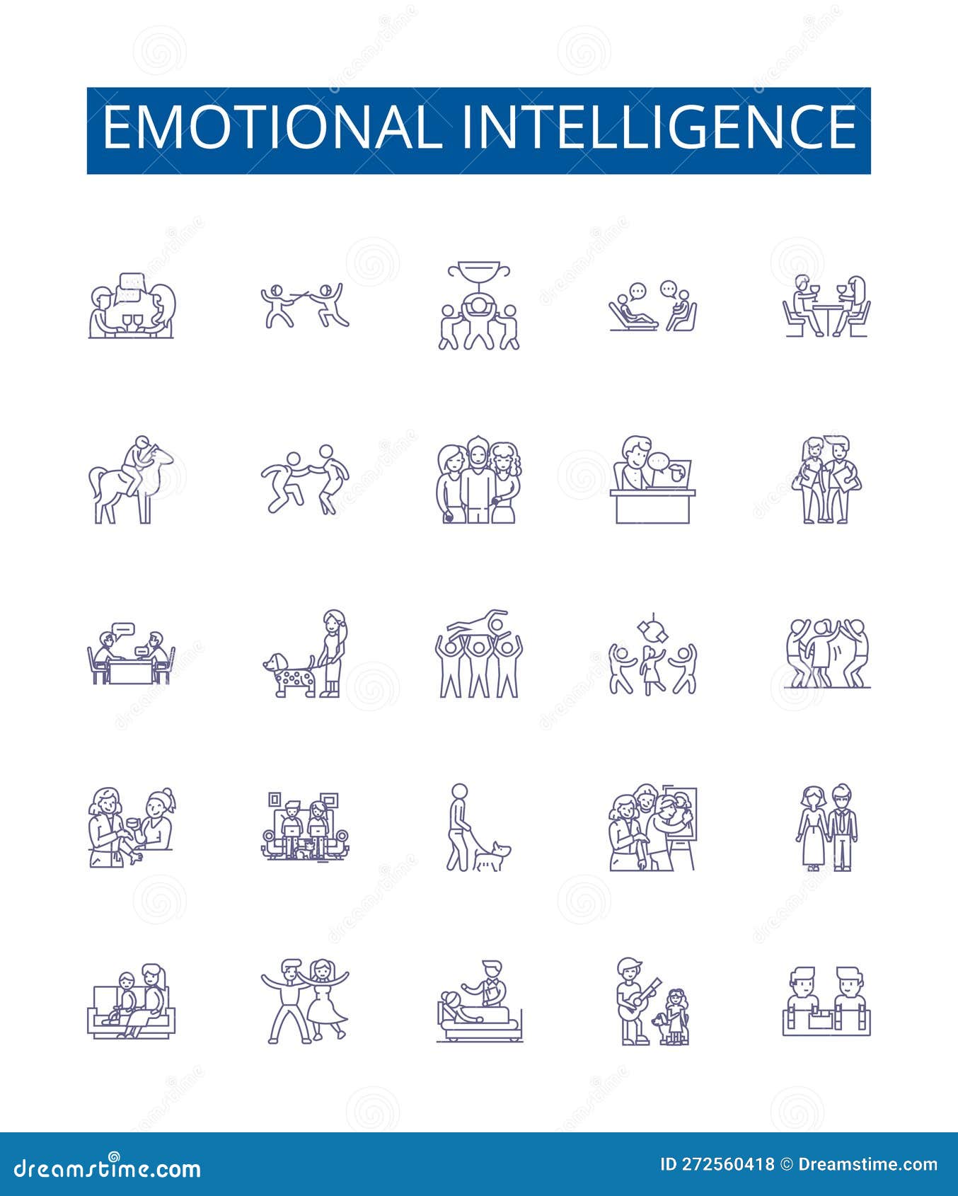 Emotional Intelligence Line Icons Signs Set Design Collection Of