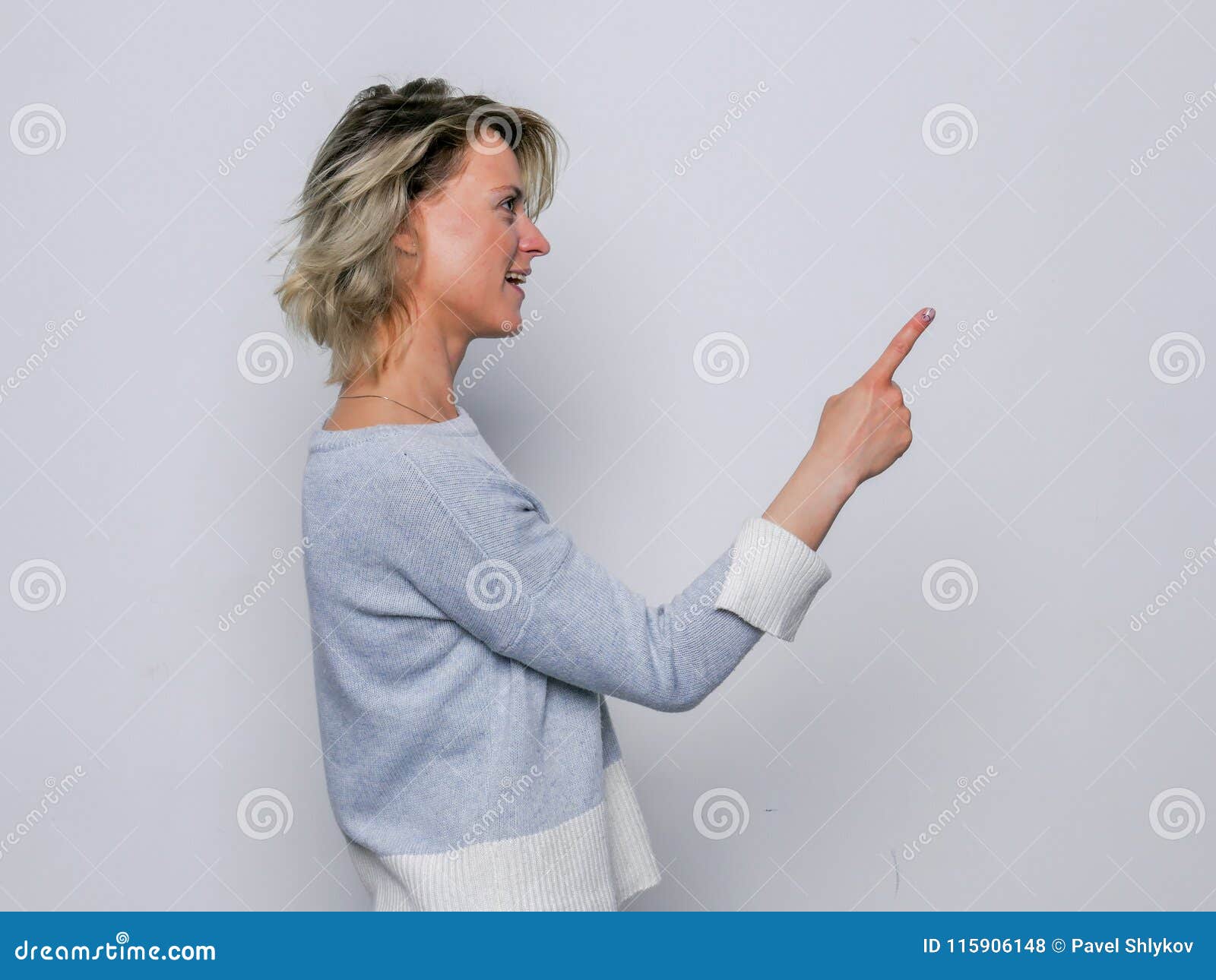 Side View Sequence of a Woman Thinking. Stock Photo - Image of ...