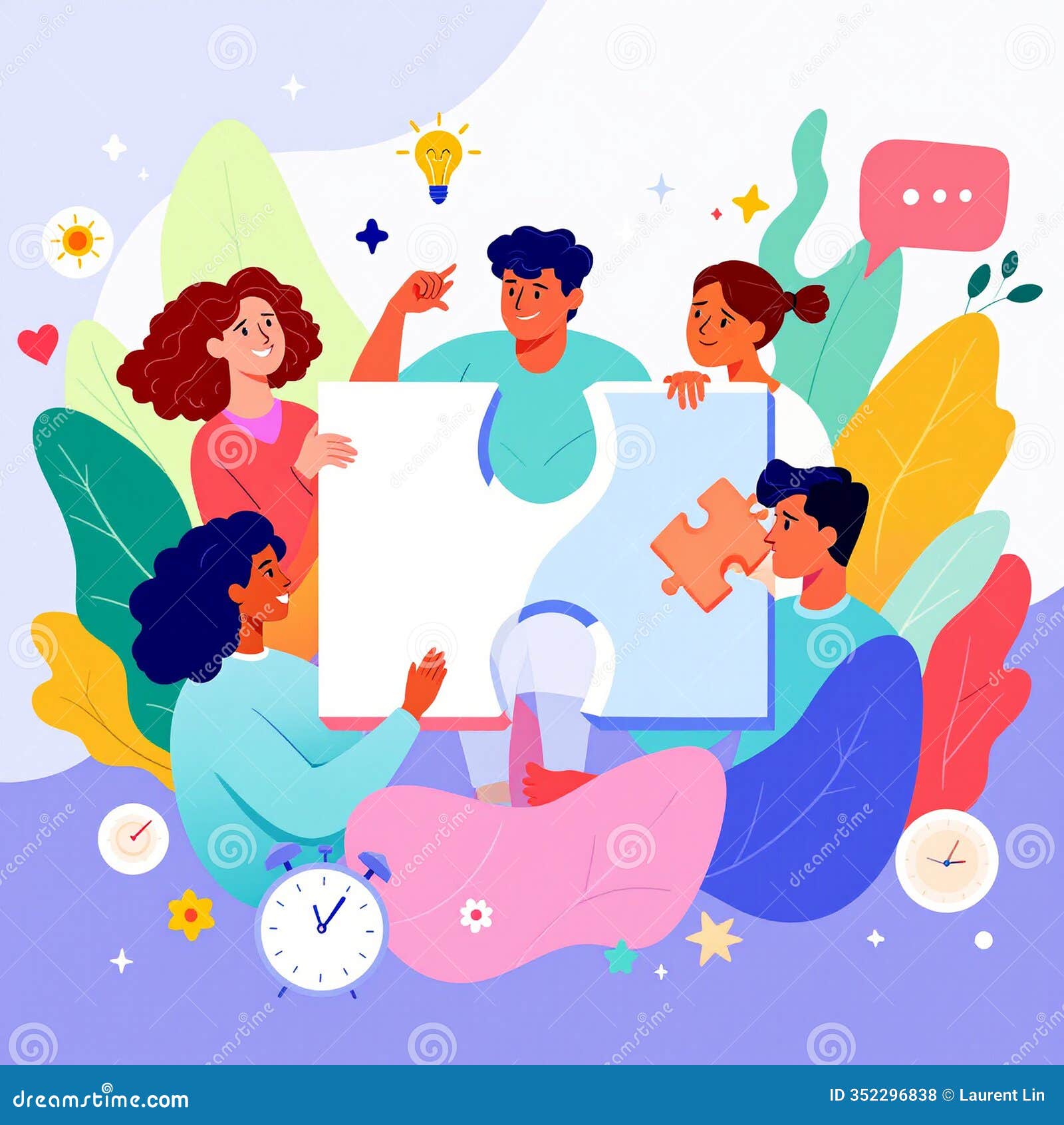 Emotional Intelligence in Teamwork Vector Illustration Stock ...