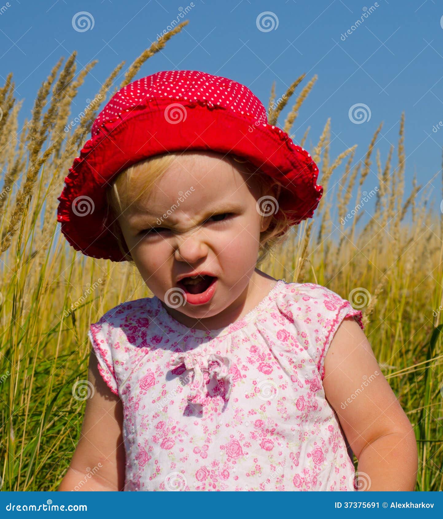 Emotional Little Girl with Funny Face Expression Stock Image - Image of ...