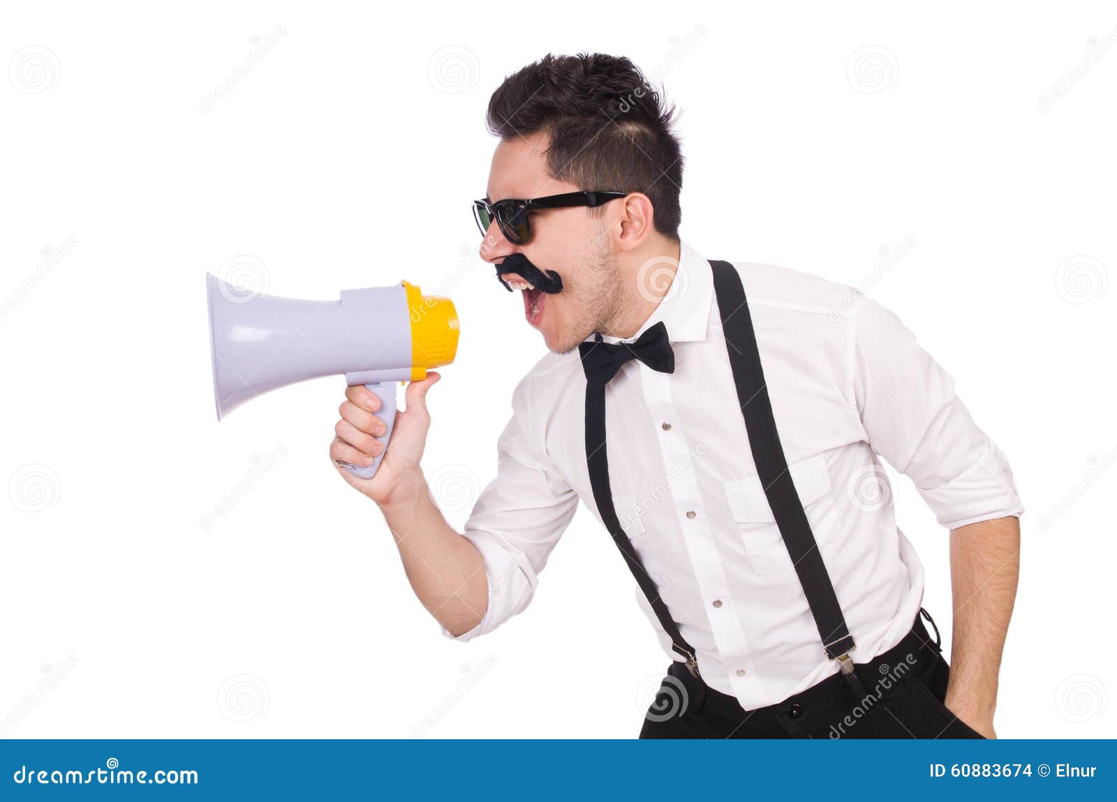 The Emotional Man with Loudspeaker Isolated on Stock Photo - Image of ...