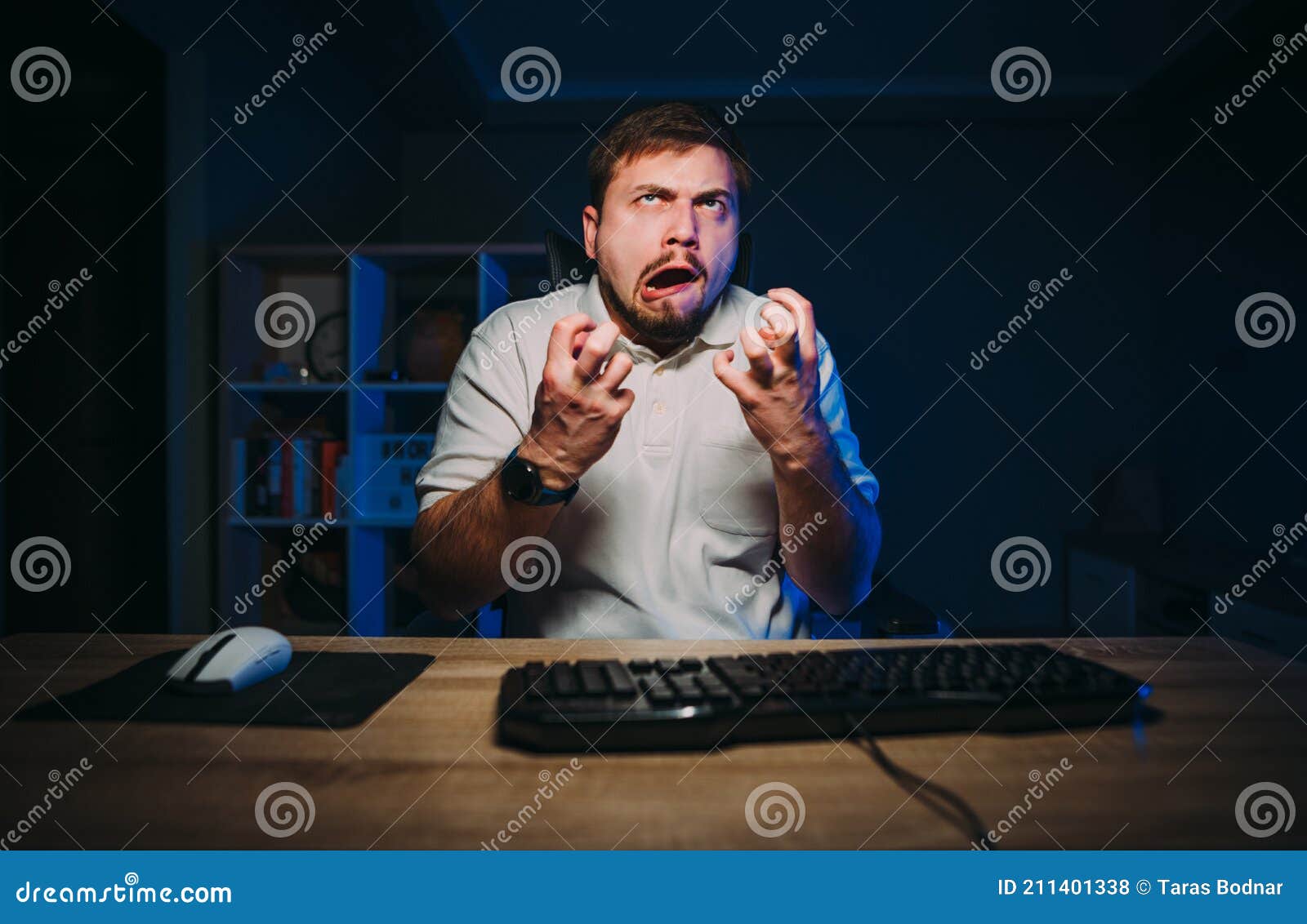 An Emotional Online Worker Gets Angry while Working at Night on the ...