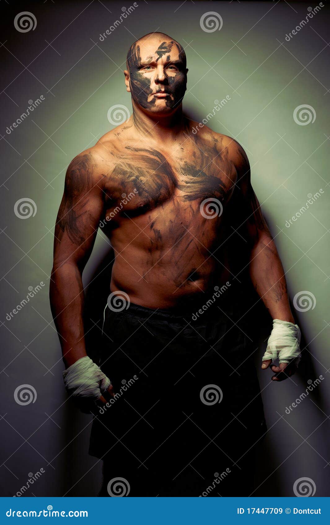 Emotional Portrait of Fighter Stock Image - Image of angry, painted ...