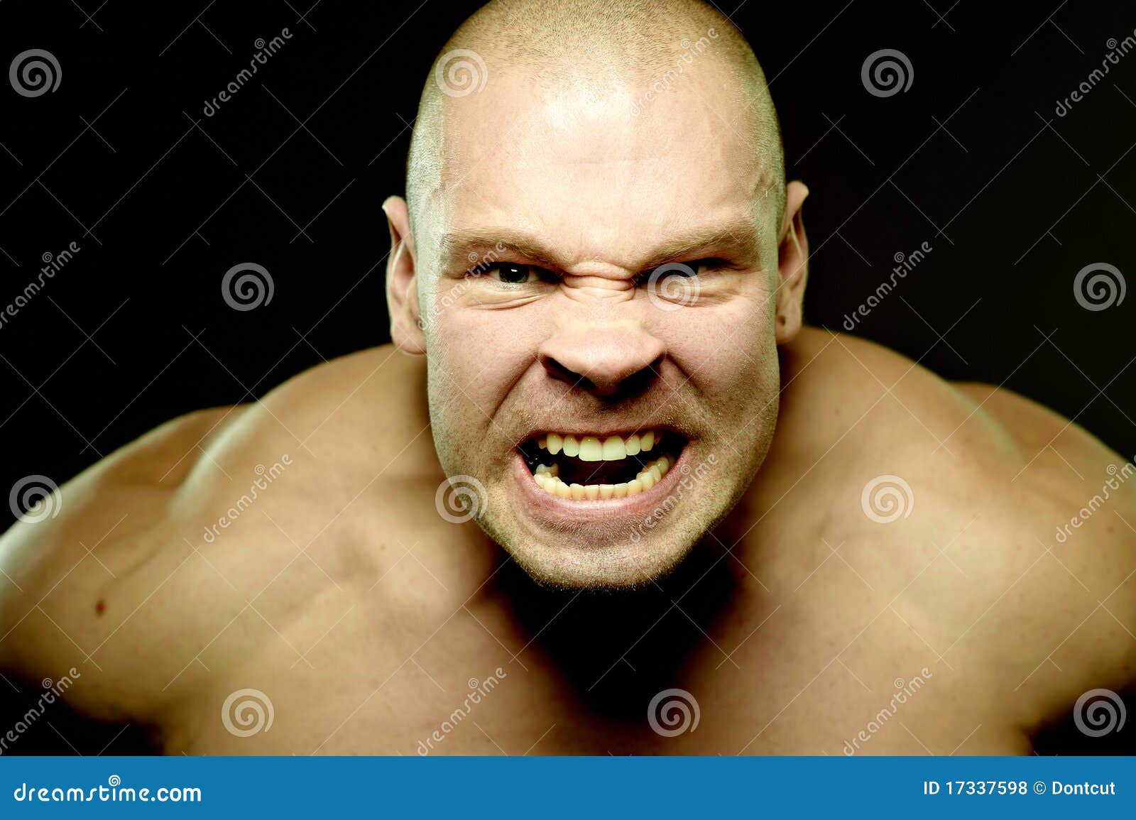 Emotional Portrait of Muscular Aggressive Man Stock Photo - Image of ...