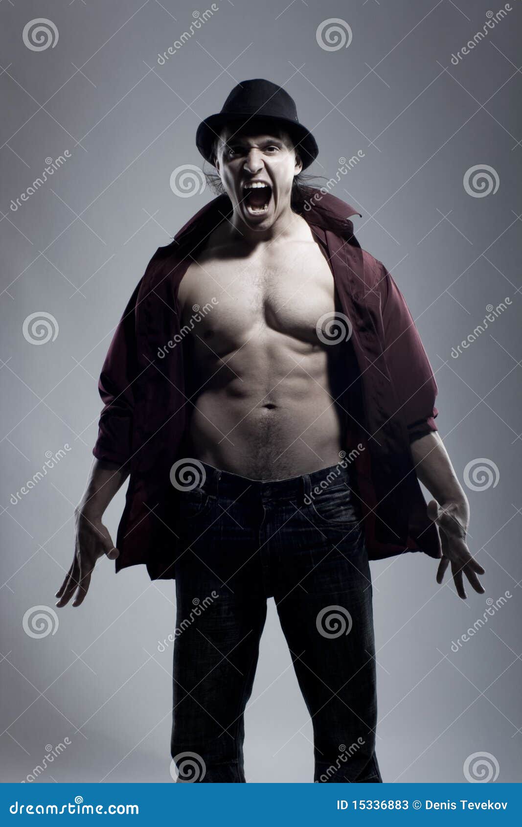 Emotional Portrait of Strong Man Stock Image - Image of pecs, black ...
