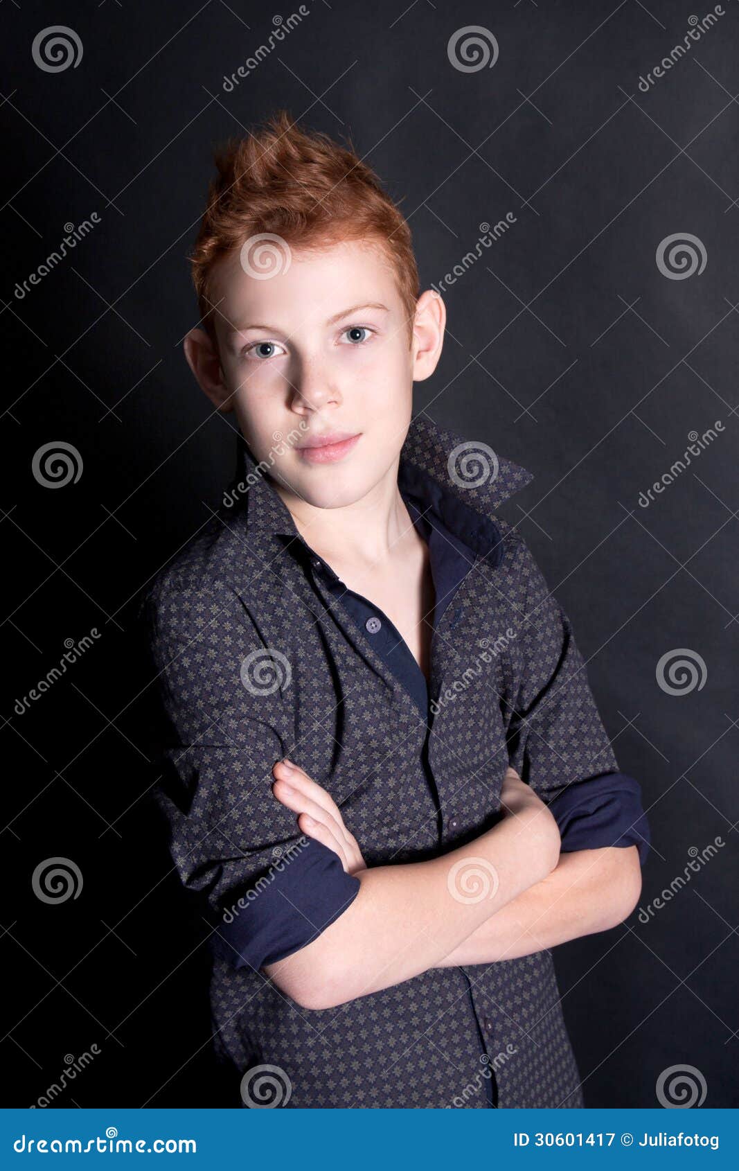 Emotional Red-haired Boy in the Studio Stock Image - Image of child ...