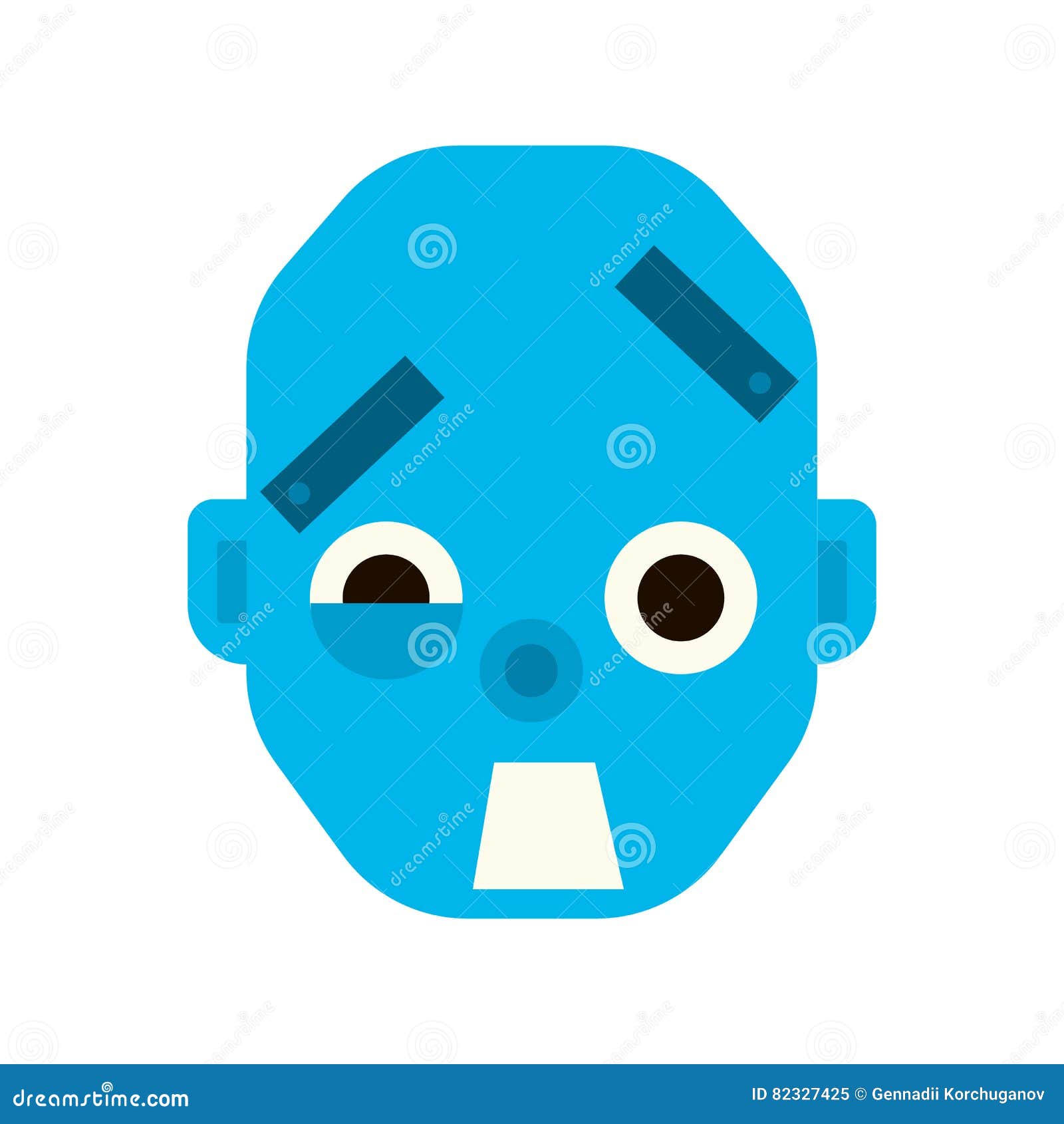 Emotional Scared Robot Head in Cartoon Style. Stock Vector ...