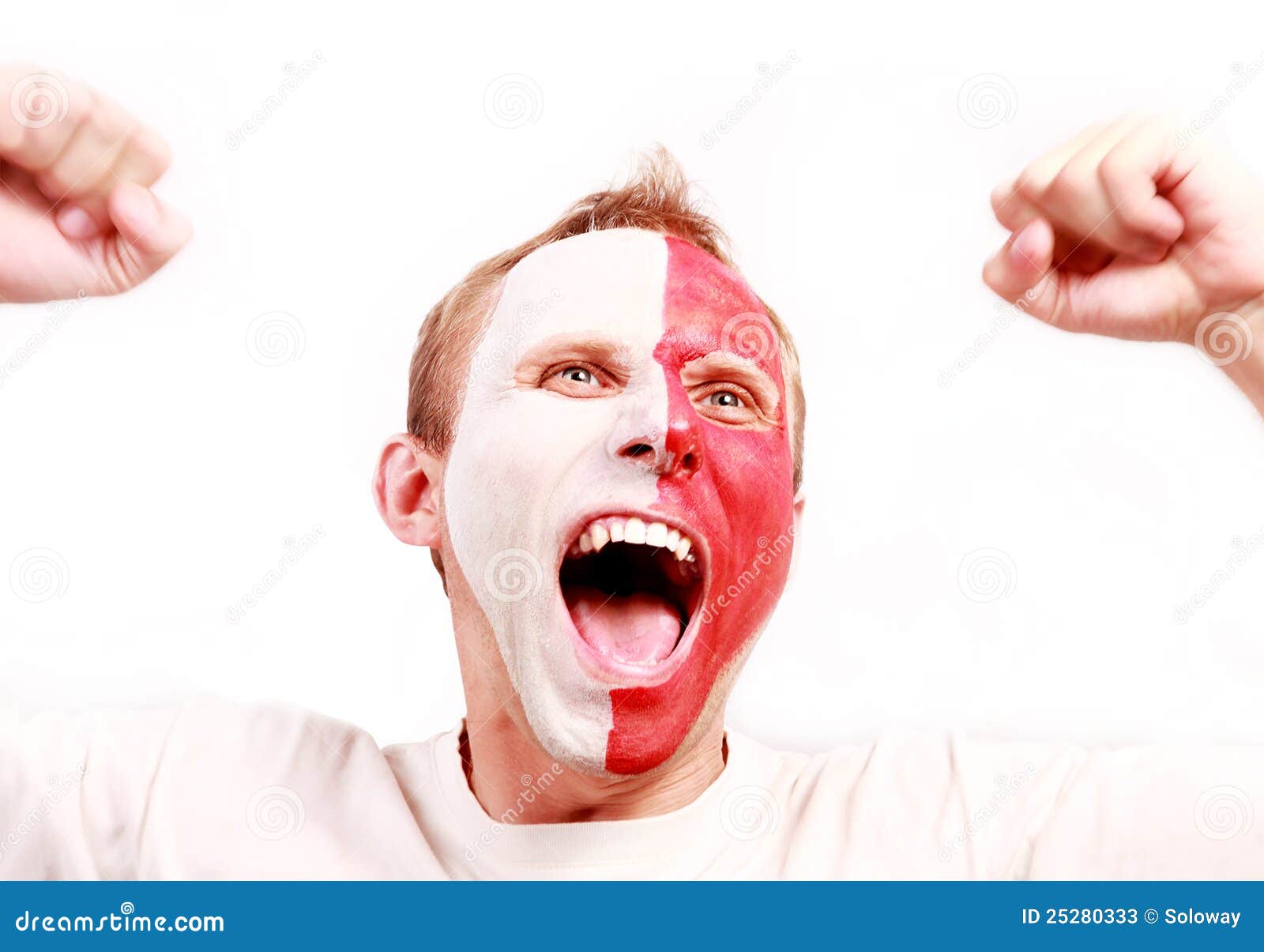 Emotional Screaming Poland Fan Stock Image - Image of expression ...
