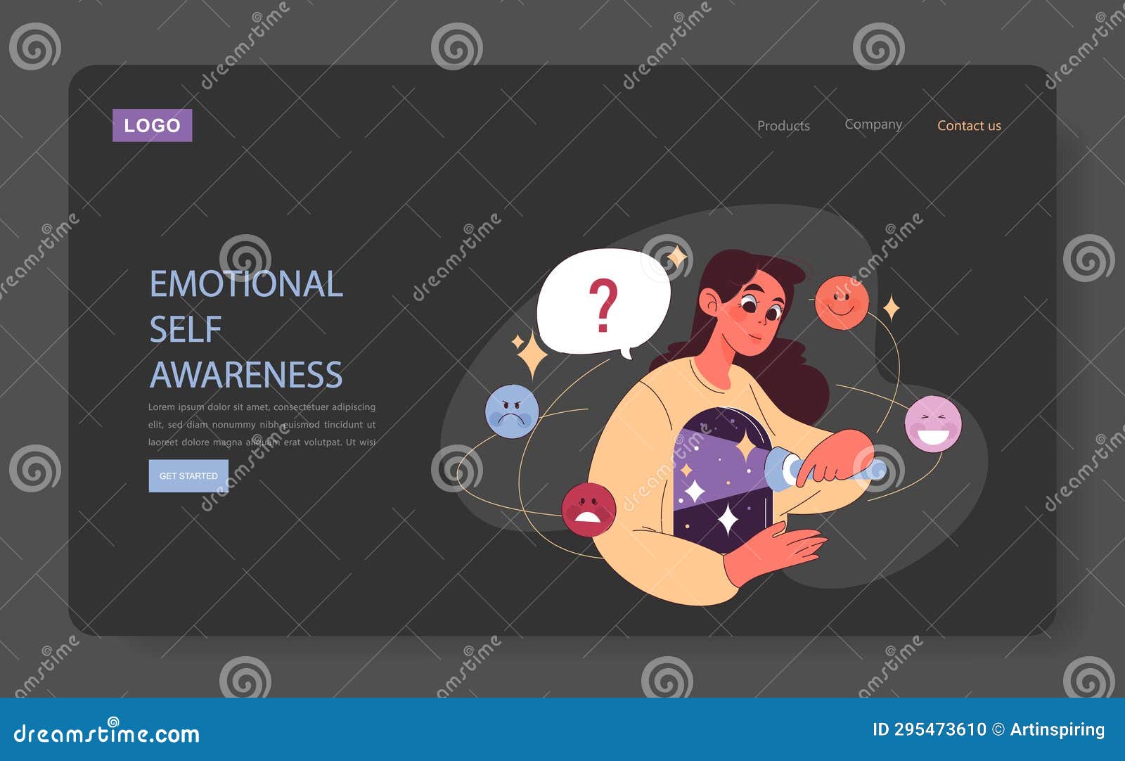 Emotional Self-awareness Dark Mode or Night Mode Web Banner Stock ...