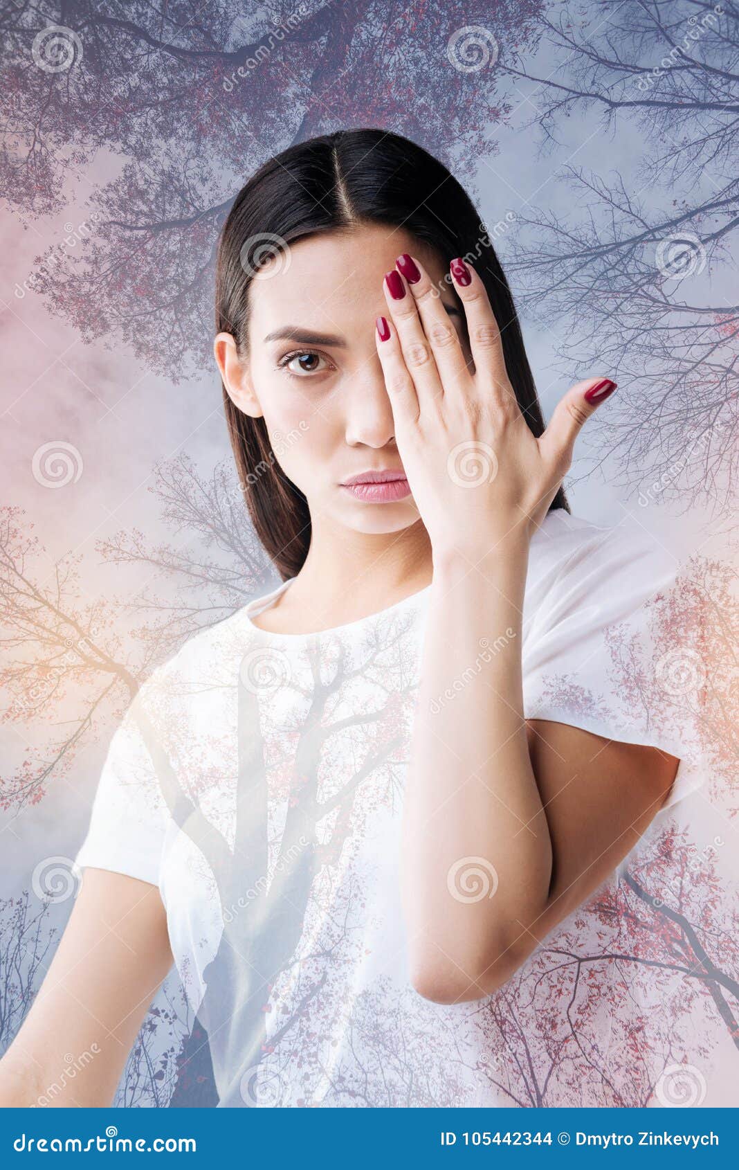 Emotional Shy Woman Hiding Her Face And Rejecting Any Communication