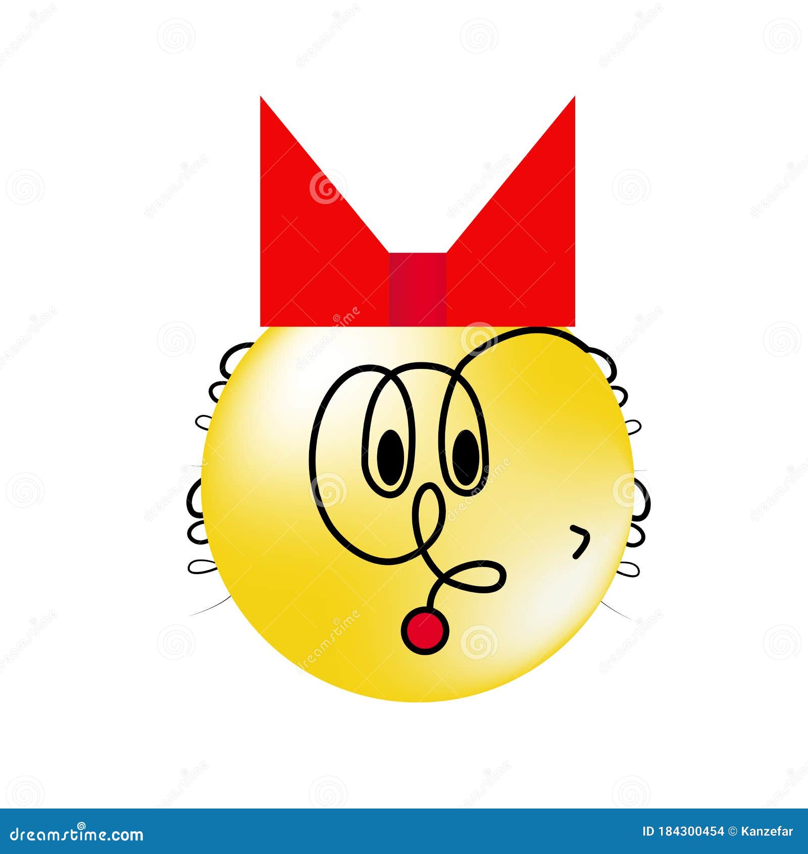 Emotional Smiley with a Red Bow Looking Stock Vector - Illustration of ...
