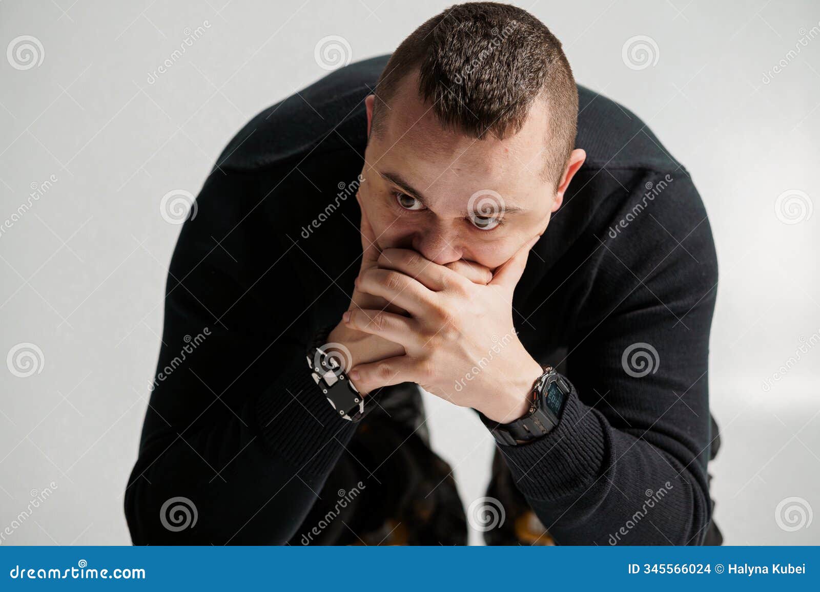 Emotional Struggle: a Male Figure Expressing Inner Turmoil Stock Photo ...