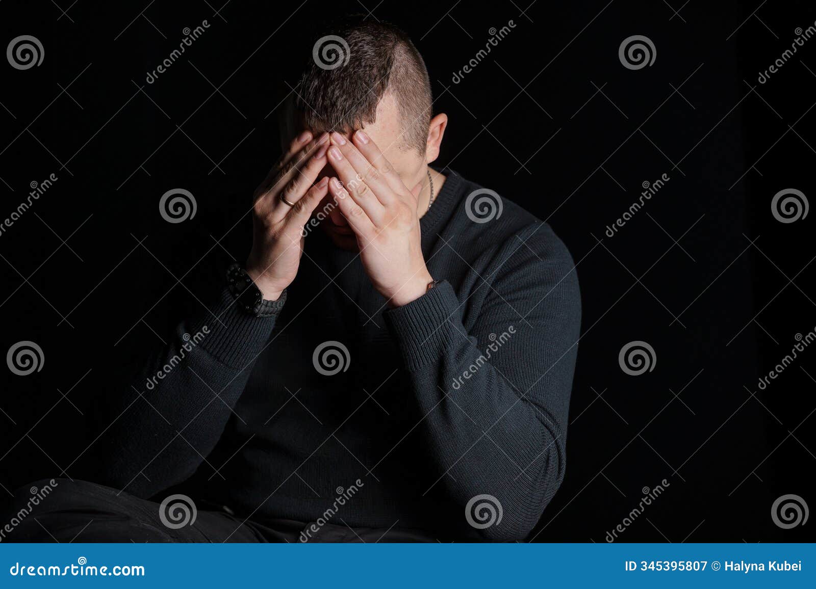 Emotional Struggle: a Moment of Despair in a Dark Setting Stock Image ...