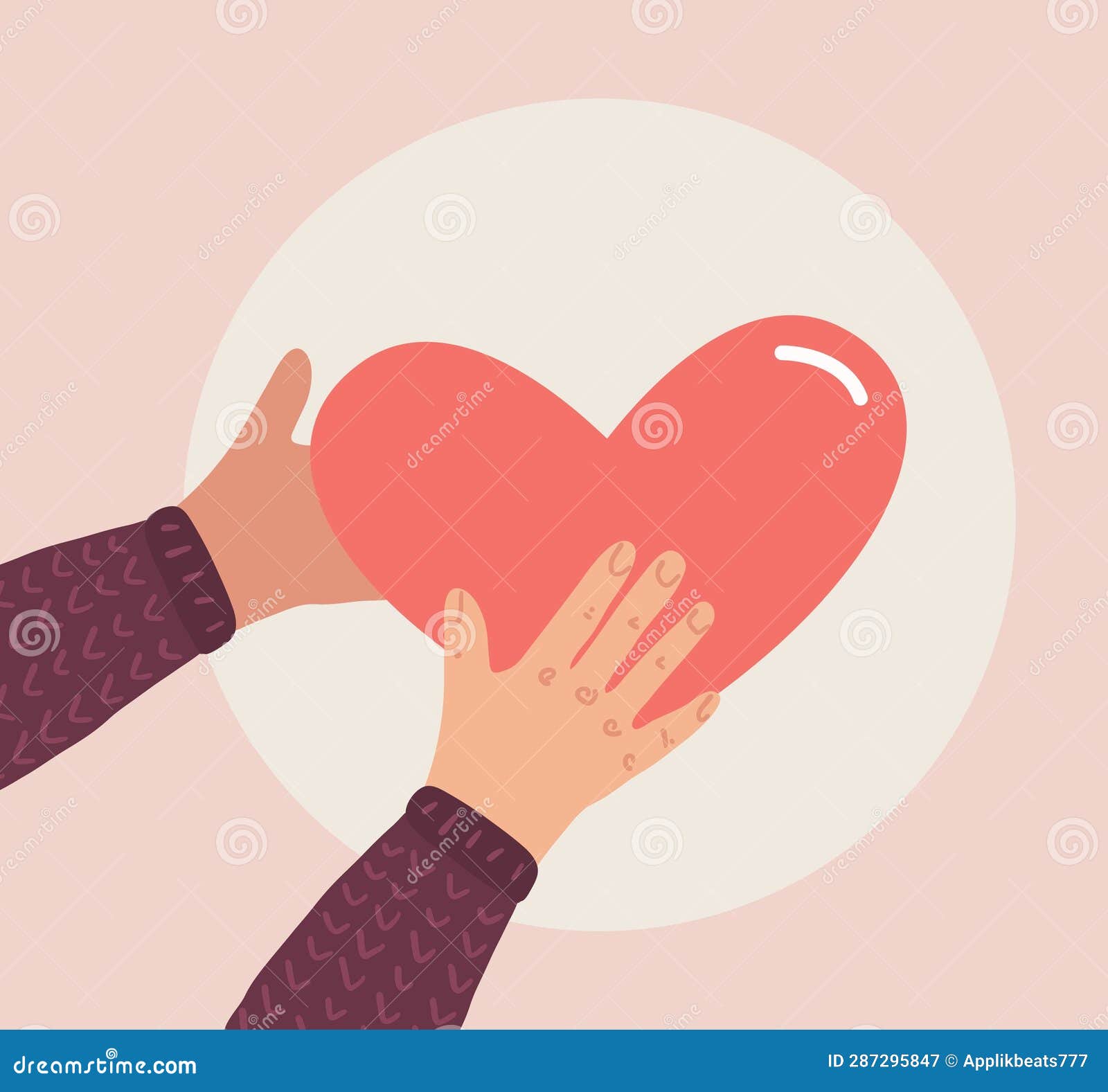 Emotional Support. Hands Holding Heart Stock Vector - Illustration of ...