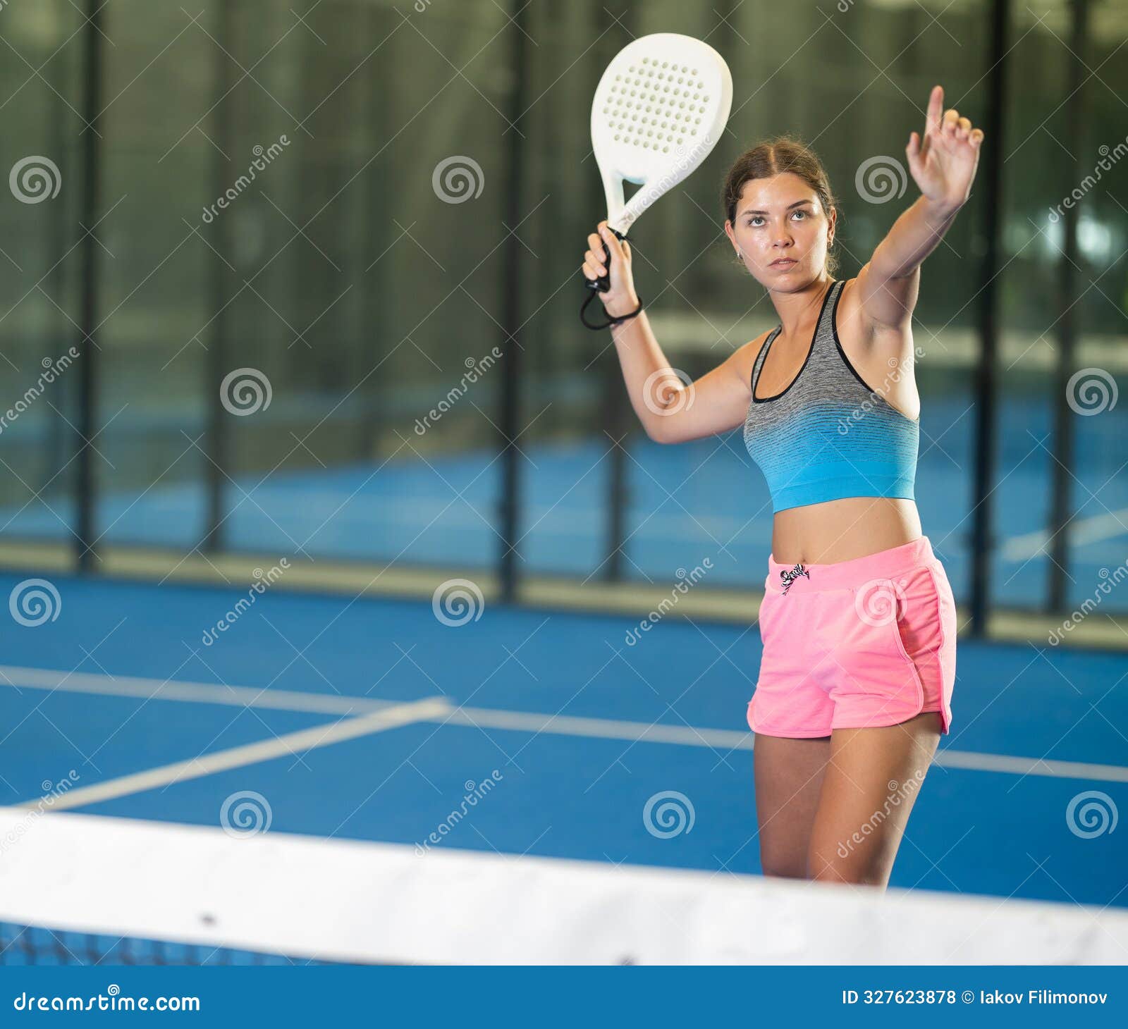 Emotional Woman Training Padel at Group Workout Stock Photo - Image of ...