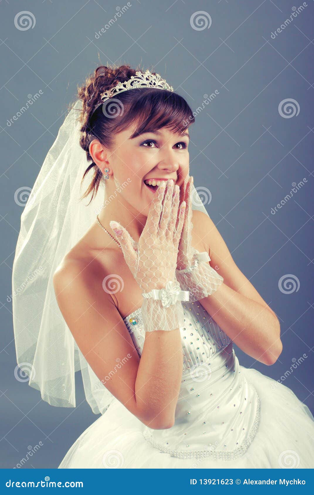 Emotional young bride stock image. Image of white, elegance - 13921623