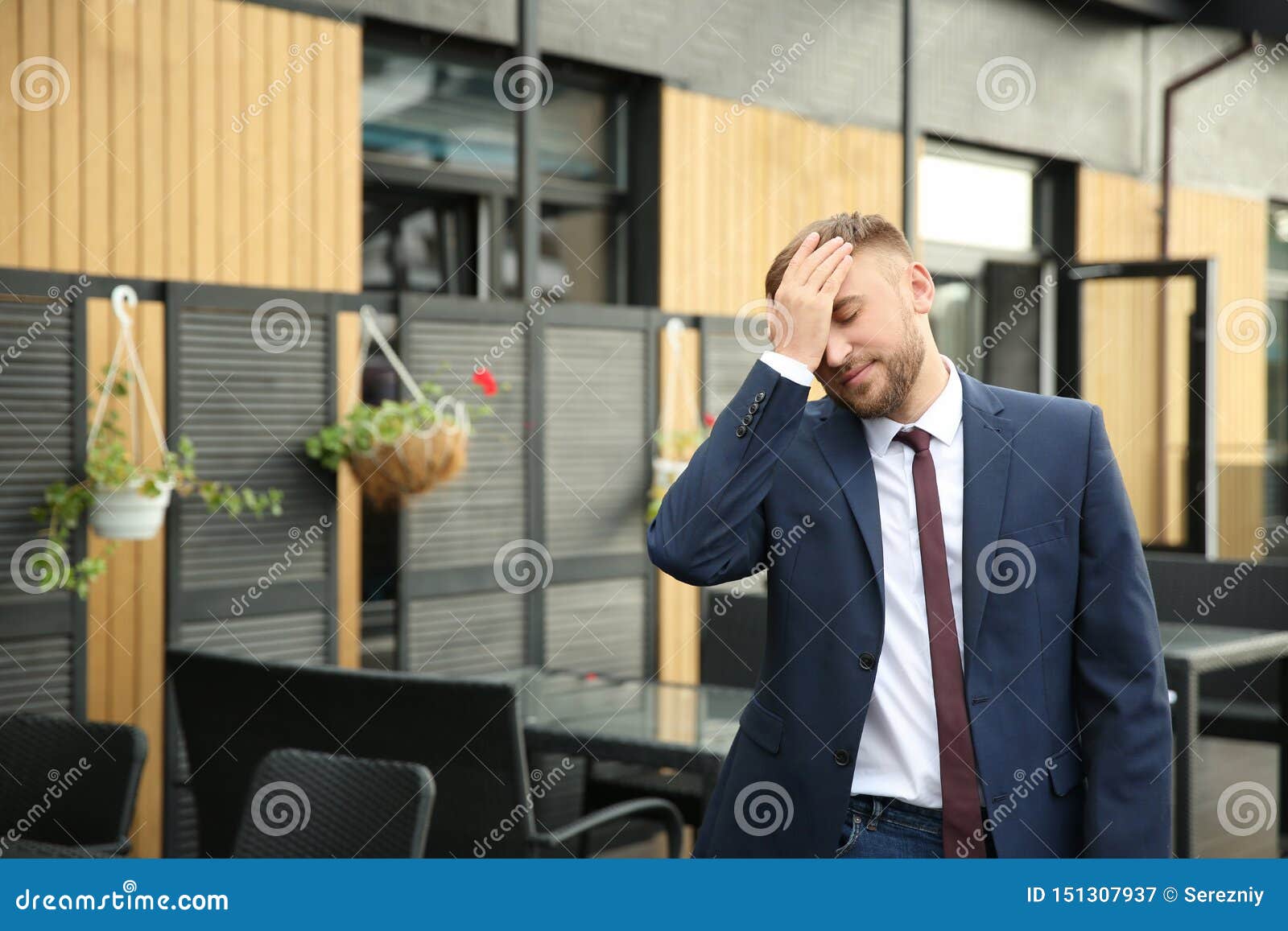 Emotional Young Businessman after Making Mistake Outdoors Stock Image ...