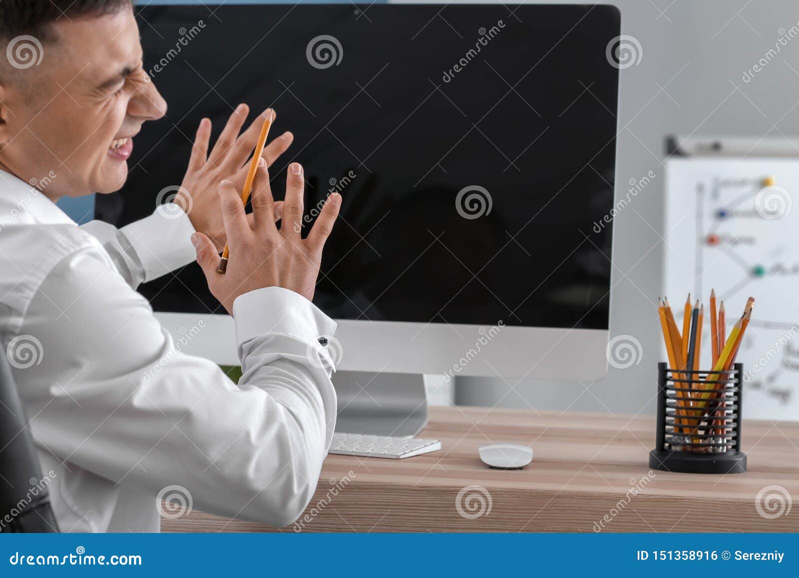 Emotional Young Man after Making Mistake during Work with Computer ...