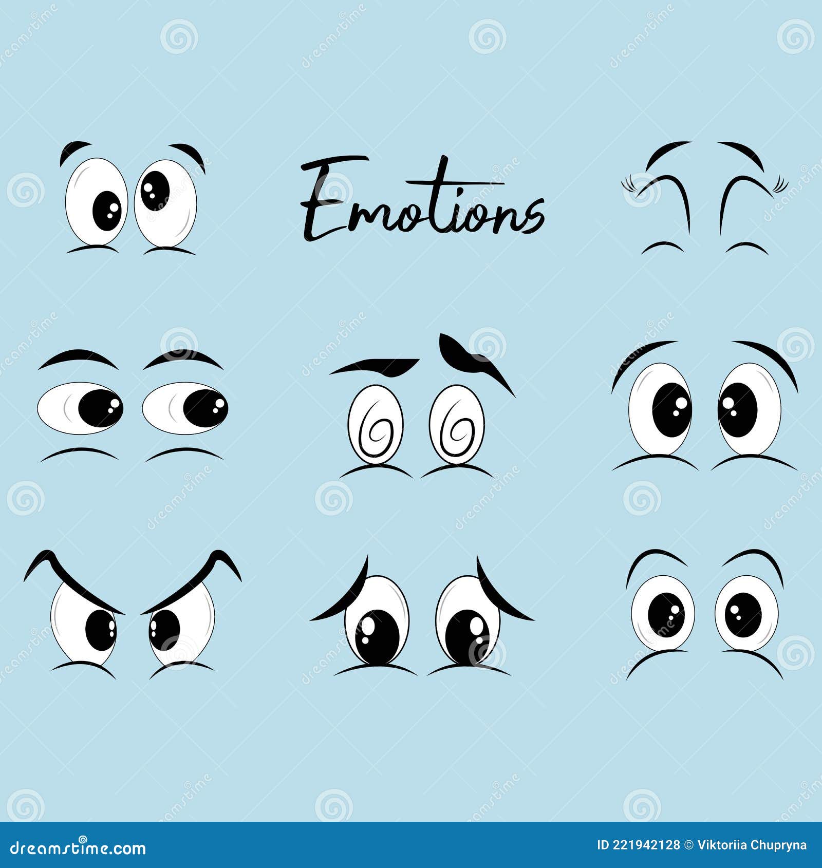 Set of Stickers with Different Eyes Emotions Stock Illustration ...