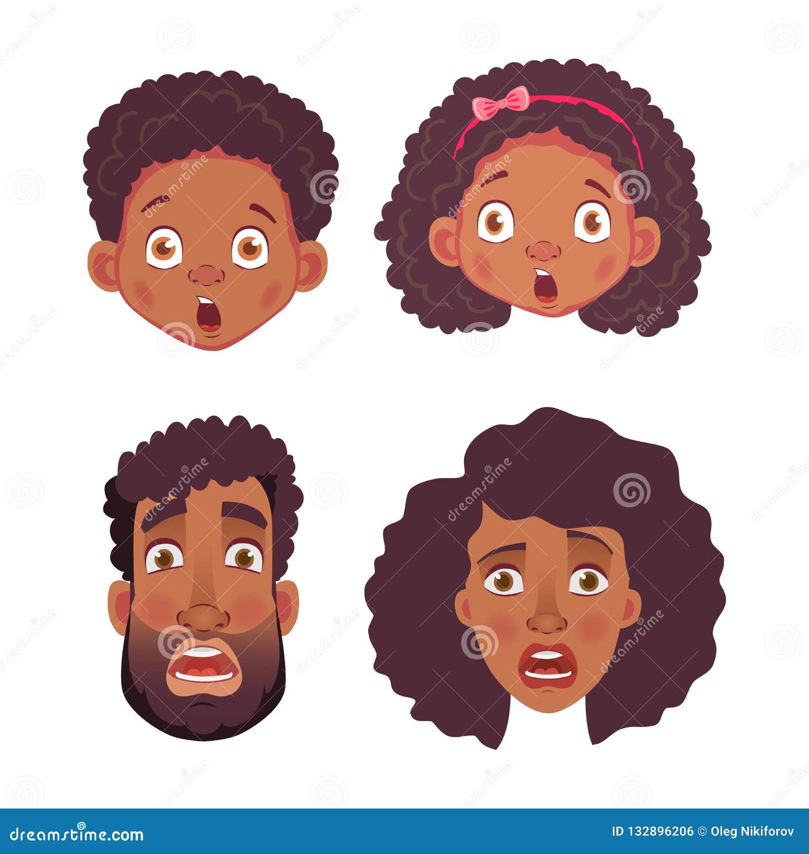 Emotions of african human stock illustration. Illustration of american ...