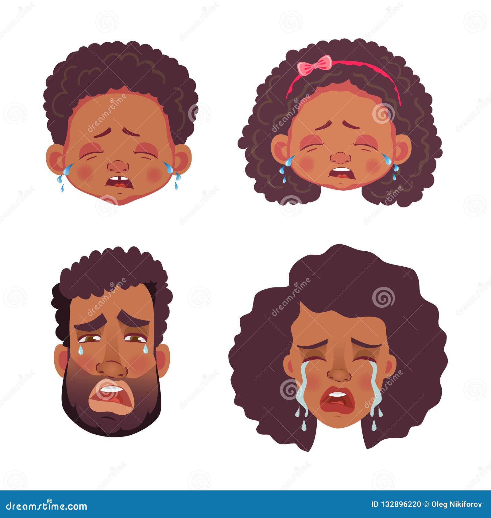 Emotions of african human stock illustration. Illustration of girl ...