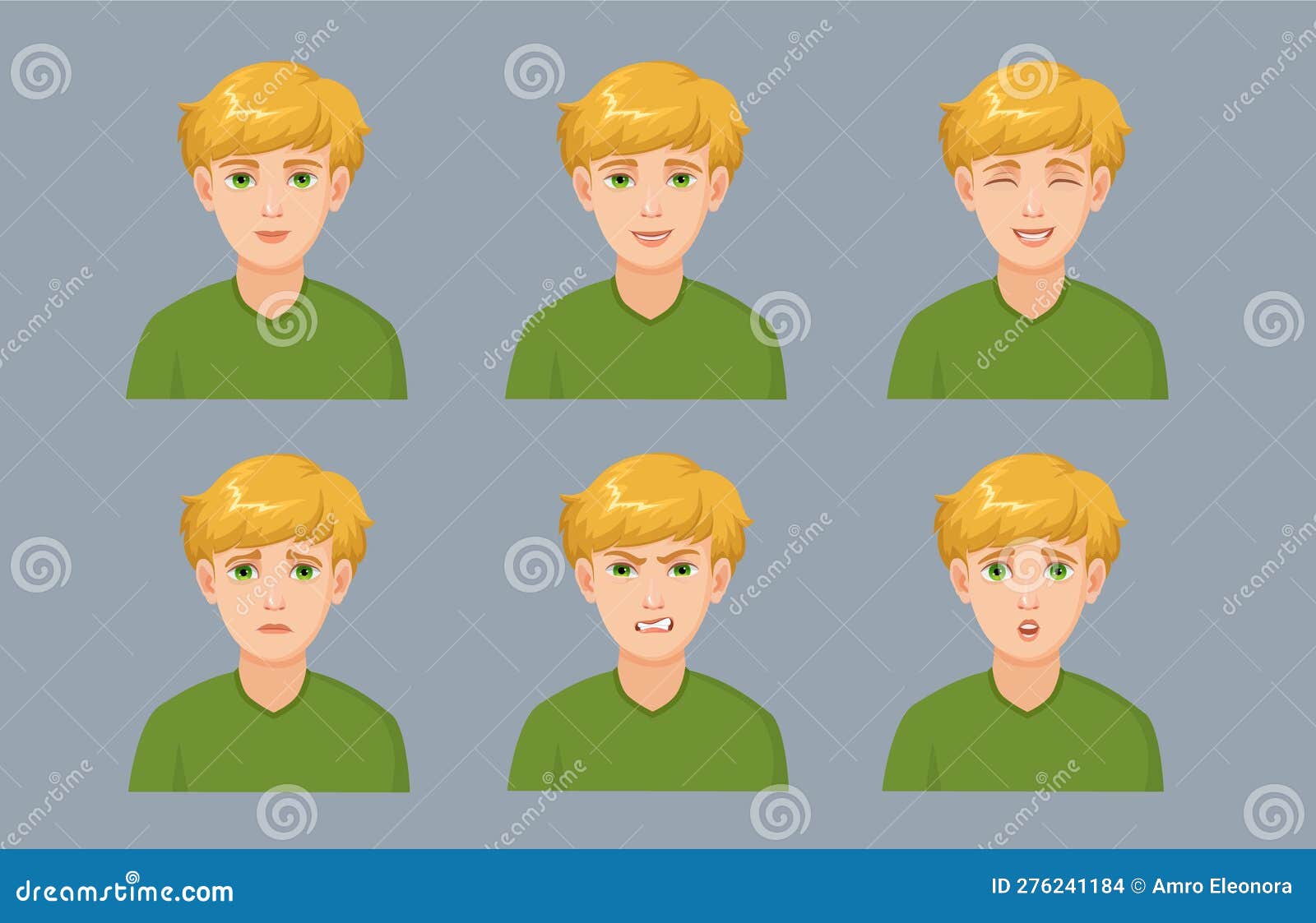 Emotions, Cartoon Style, Boy Stock Vector - Illustration of blond ...