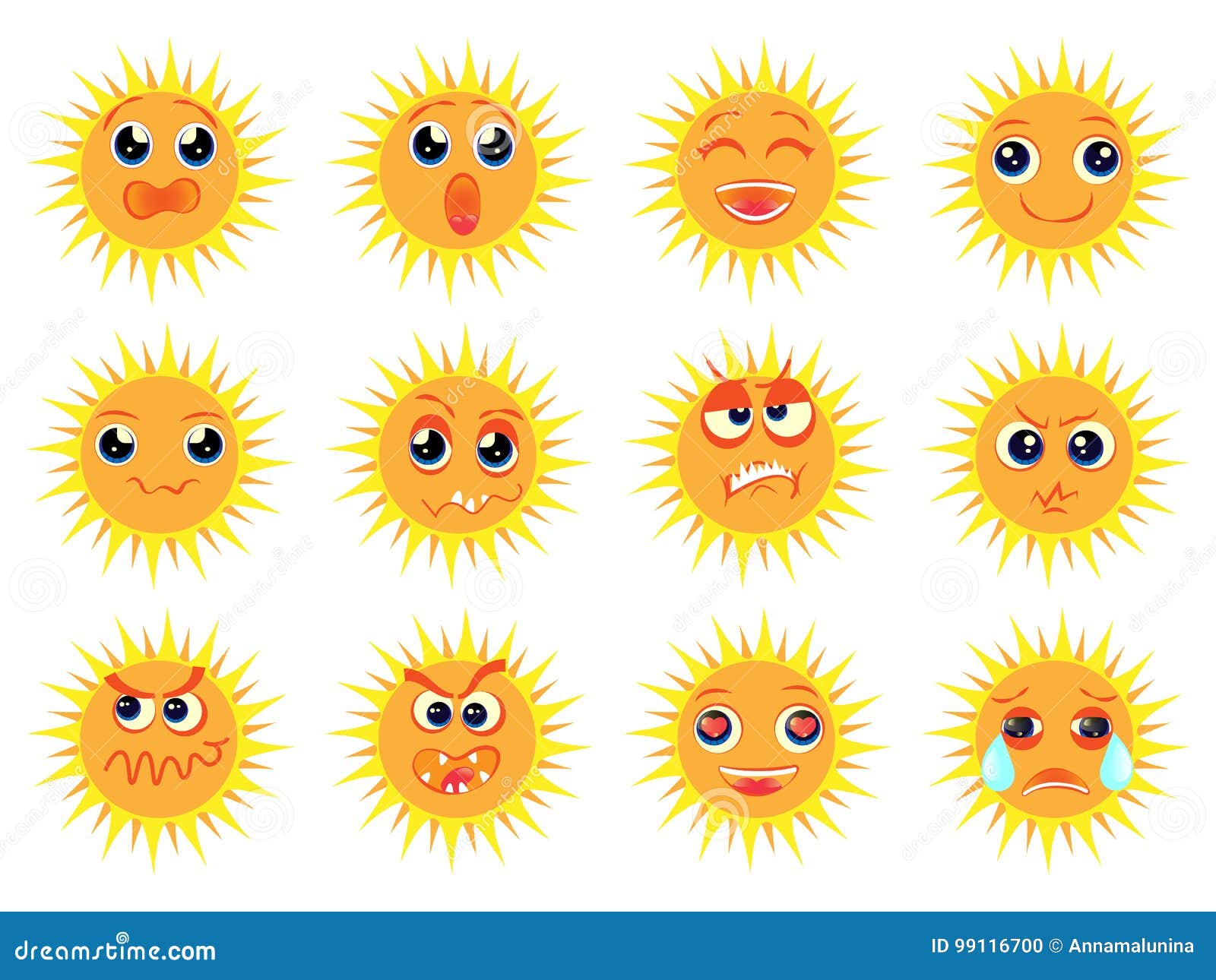 Emotions Cartoon Vector Set Stock Vector - Illustration of comic, mood ...