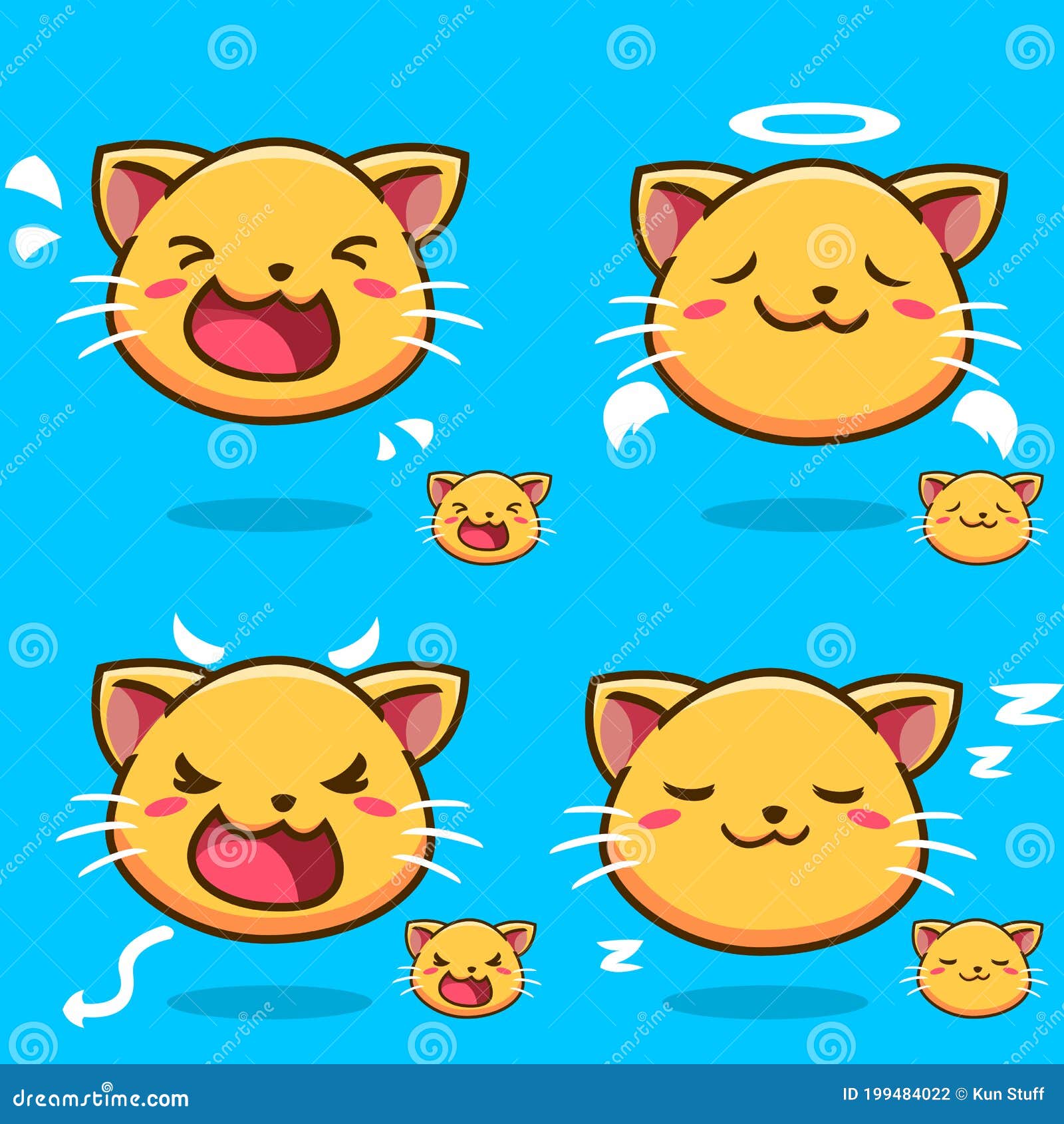 Emotions Cat Head Cute Illustration Stock Vector - Illustration of ...