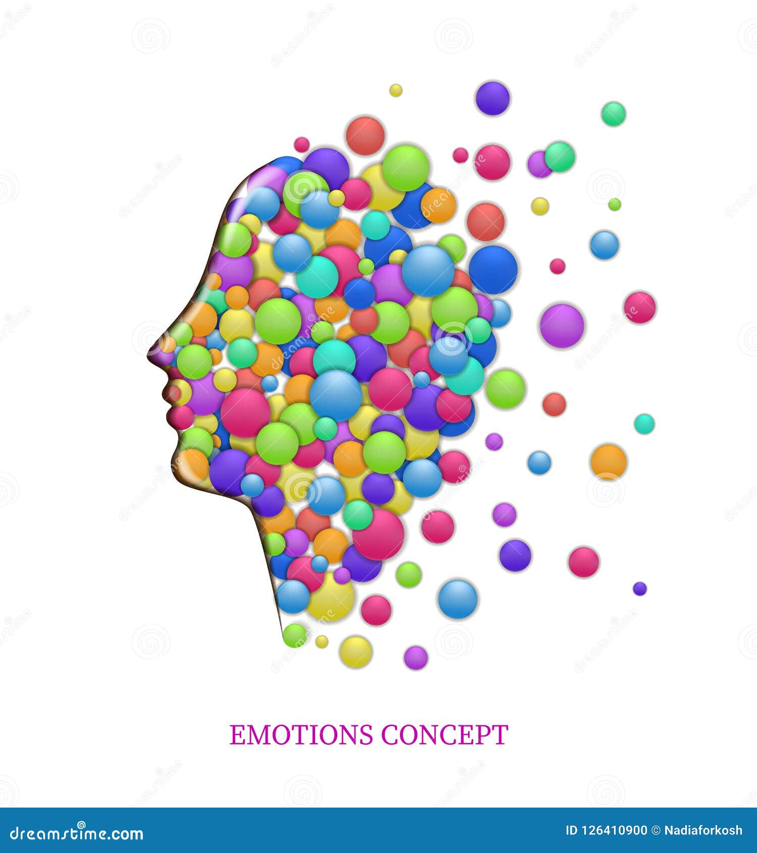 Emotions Concept, Fulling Heads with Colored Rounds, Inner Happiness ...