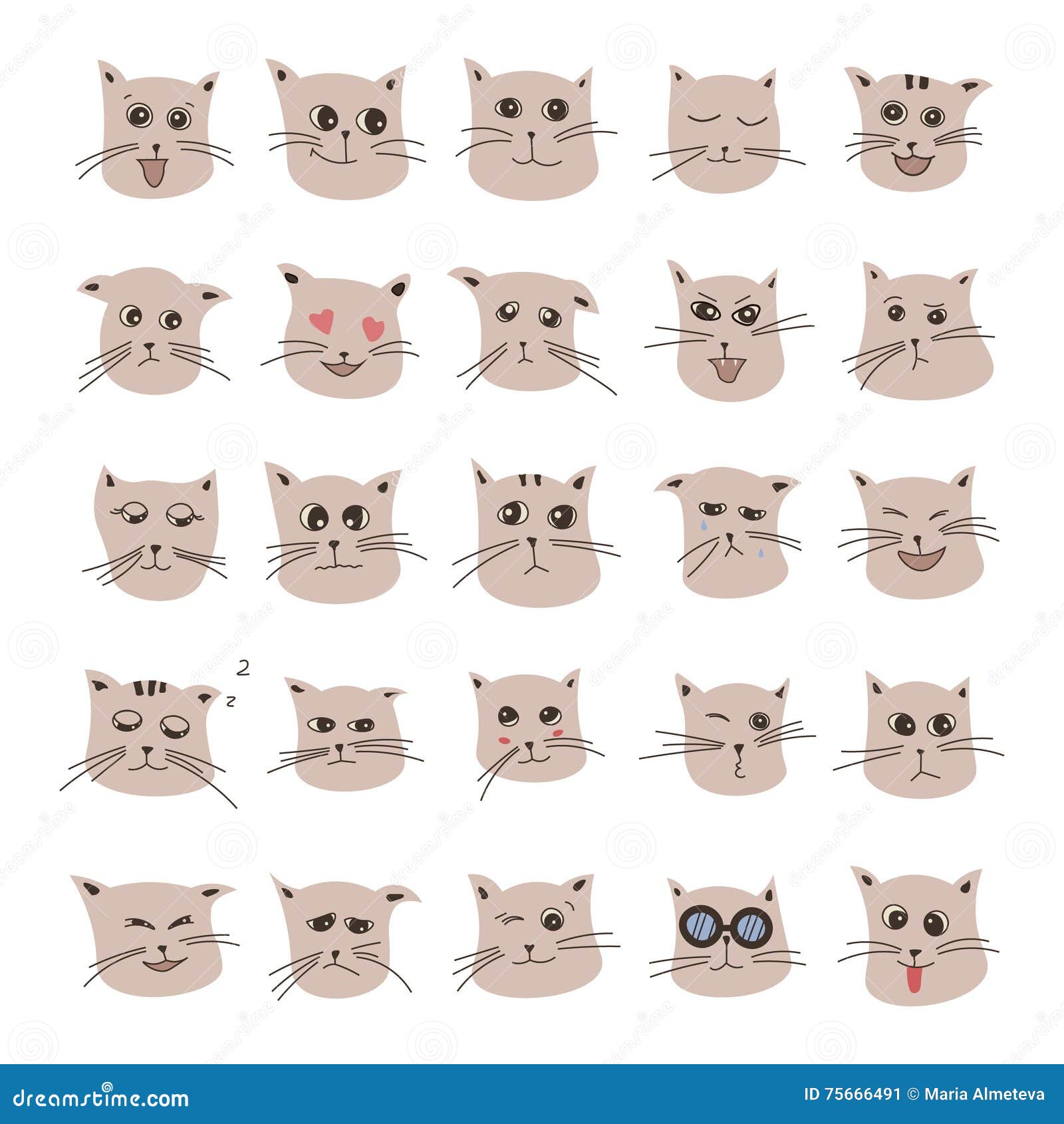 Emotions of Cute Cartoon Cat Stock Vector - Illustration of drawing ...