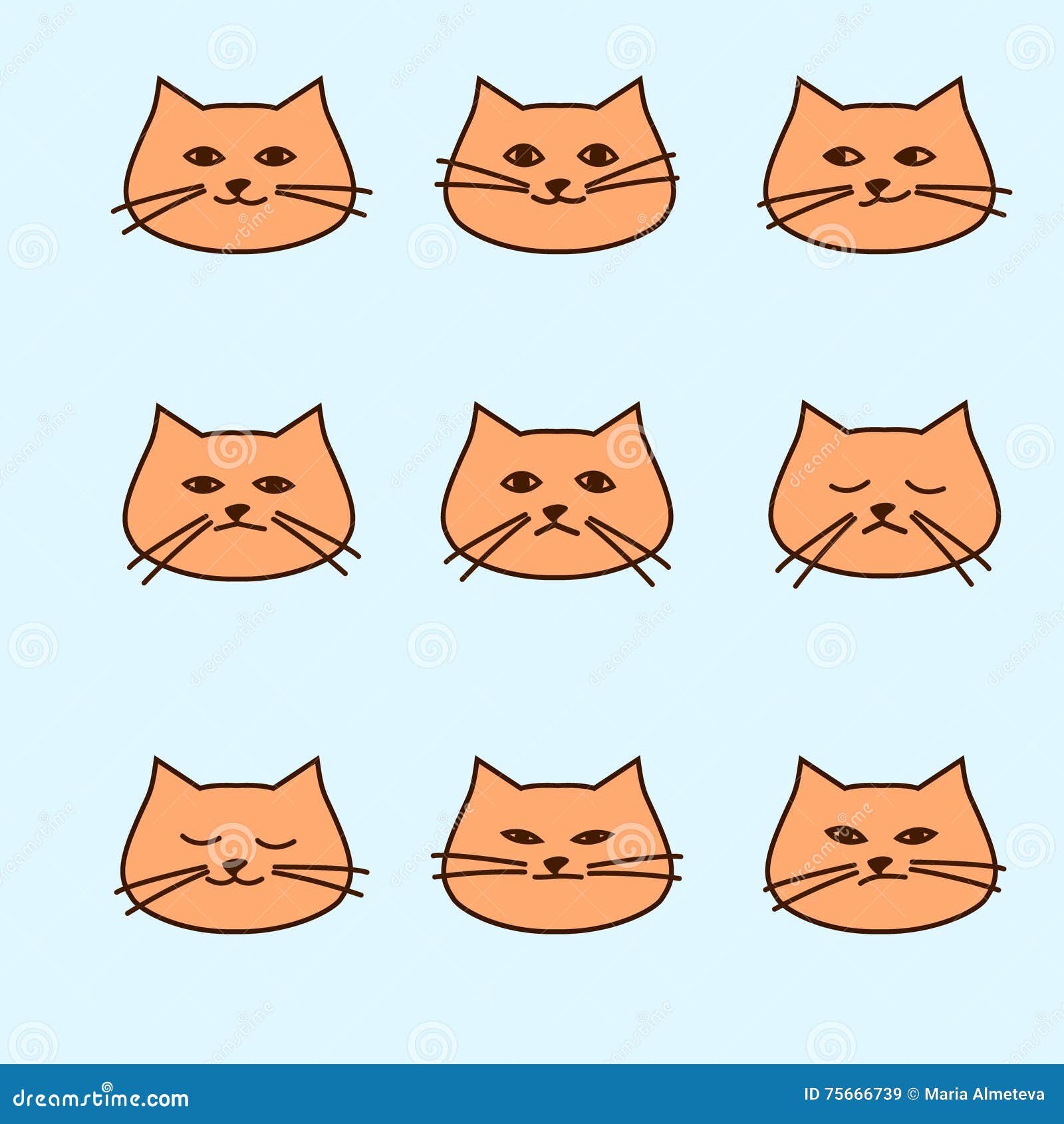 Emotions of Cute Cartoon Cat Stock Vector - Illustration of character ...