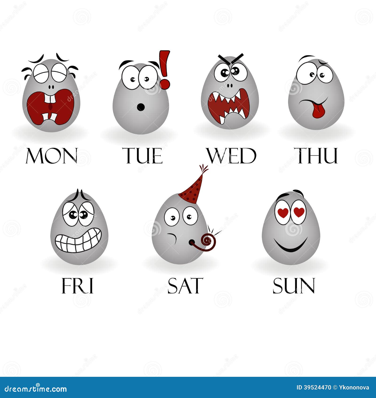 Emotions on Different Days of the Week Stock Vector - Illustration of ...