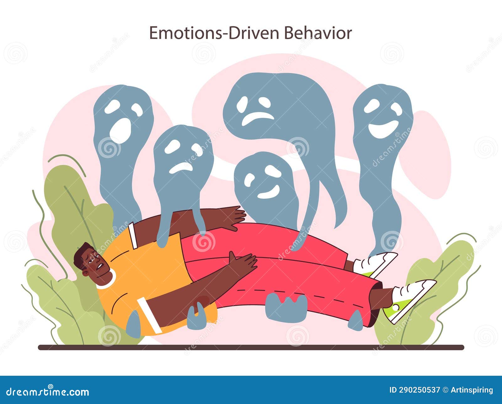 Emotions-driven Behavior. Confused Black Character Expressing Stock ...