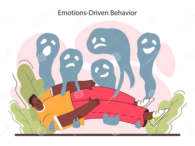 Emotions-driven Behavior. Confused Black Character Expressing Stock ...