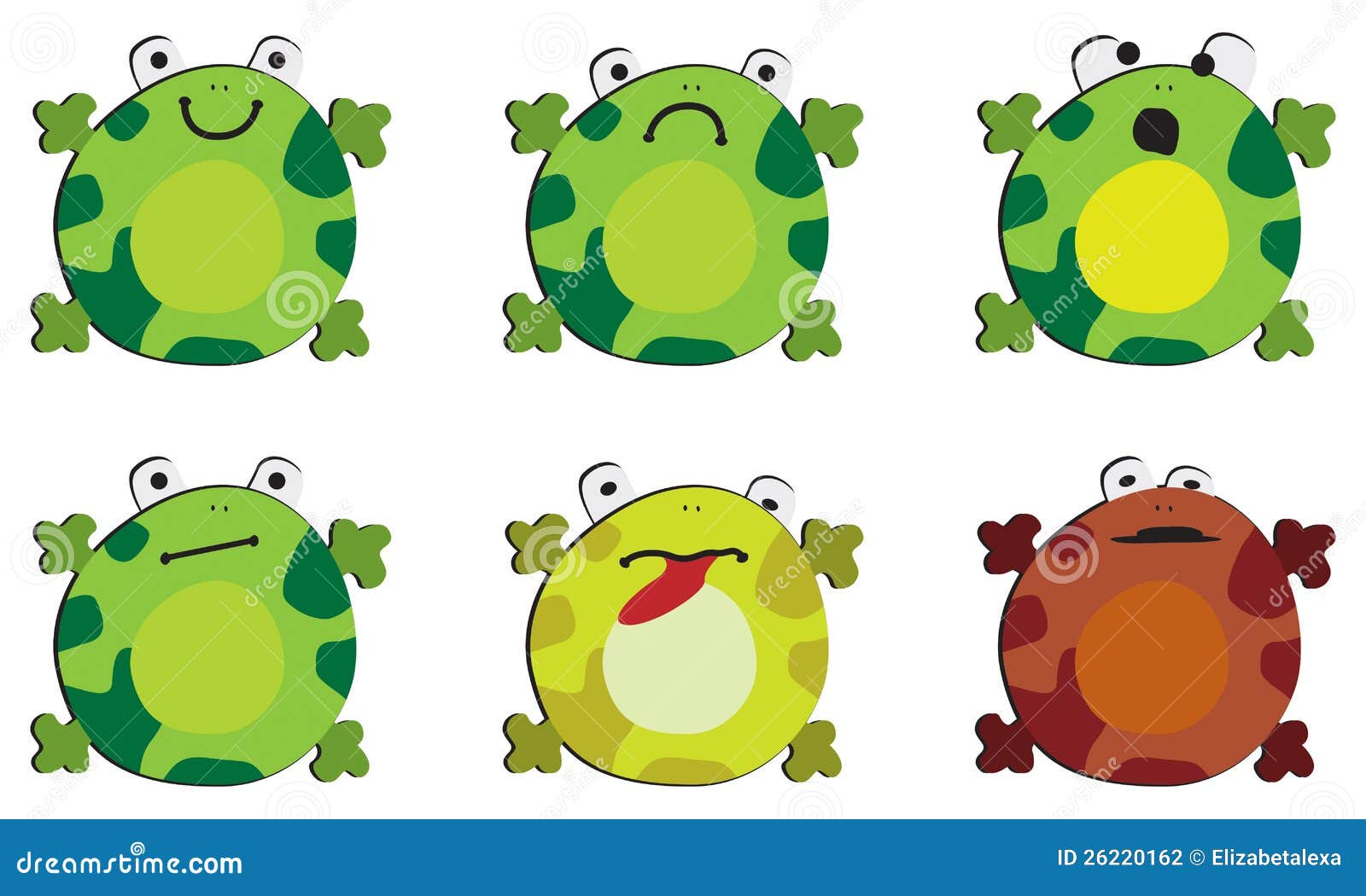 The Emotions of Frog on White Background Stock Vector - Illustration of ...